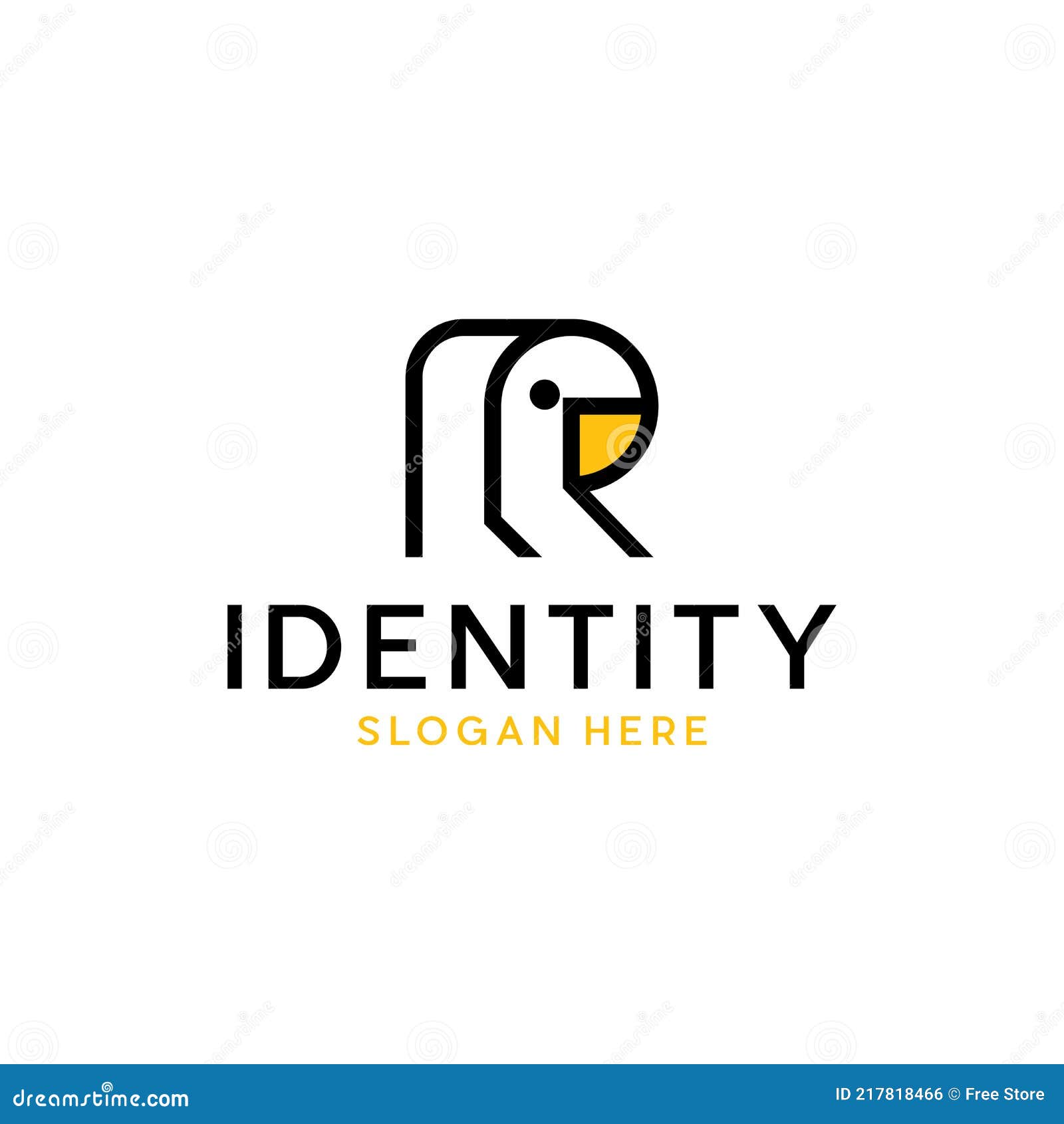 Letter R Bird Parrot Abstract Minimal Modern Logo Stock Illustration ...