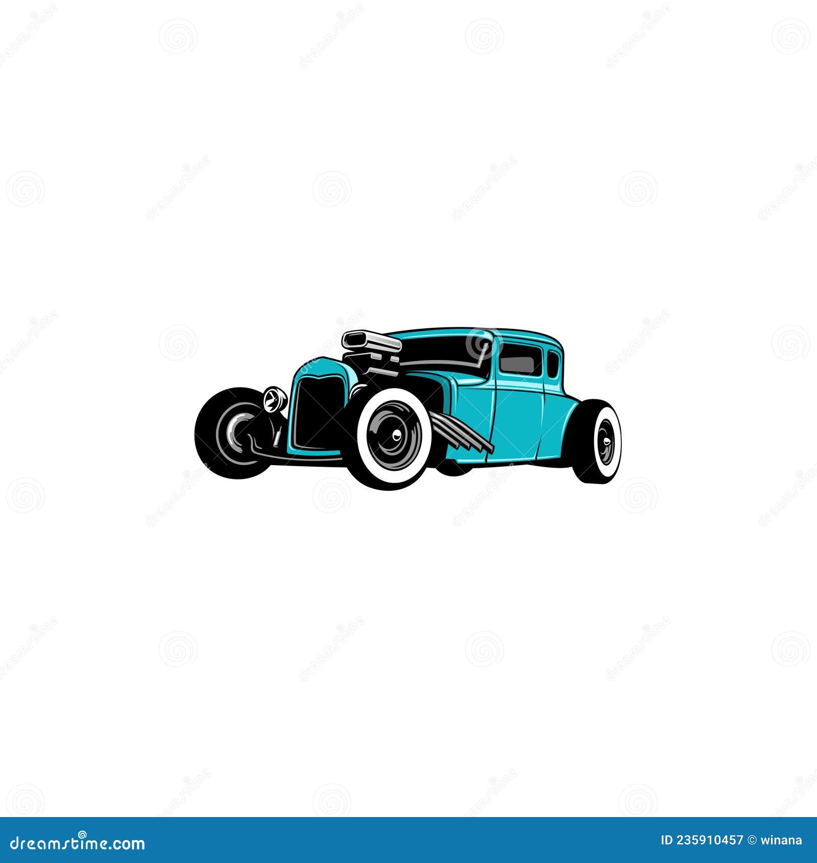 Vector Illustration of Classic Hot Rod, Isolated on the White ...