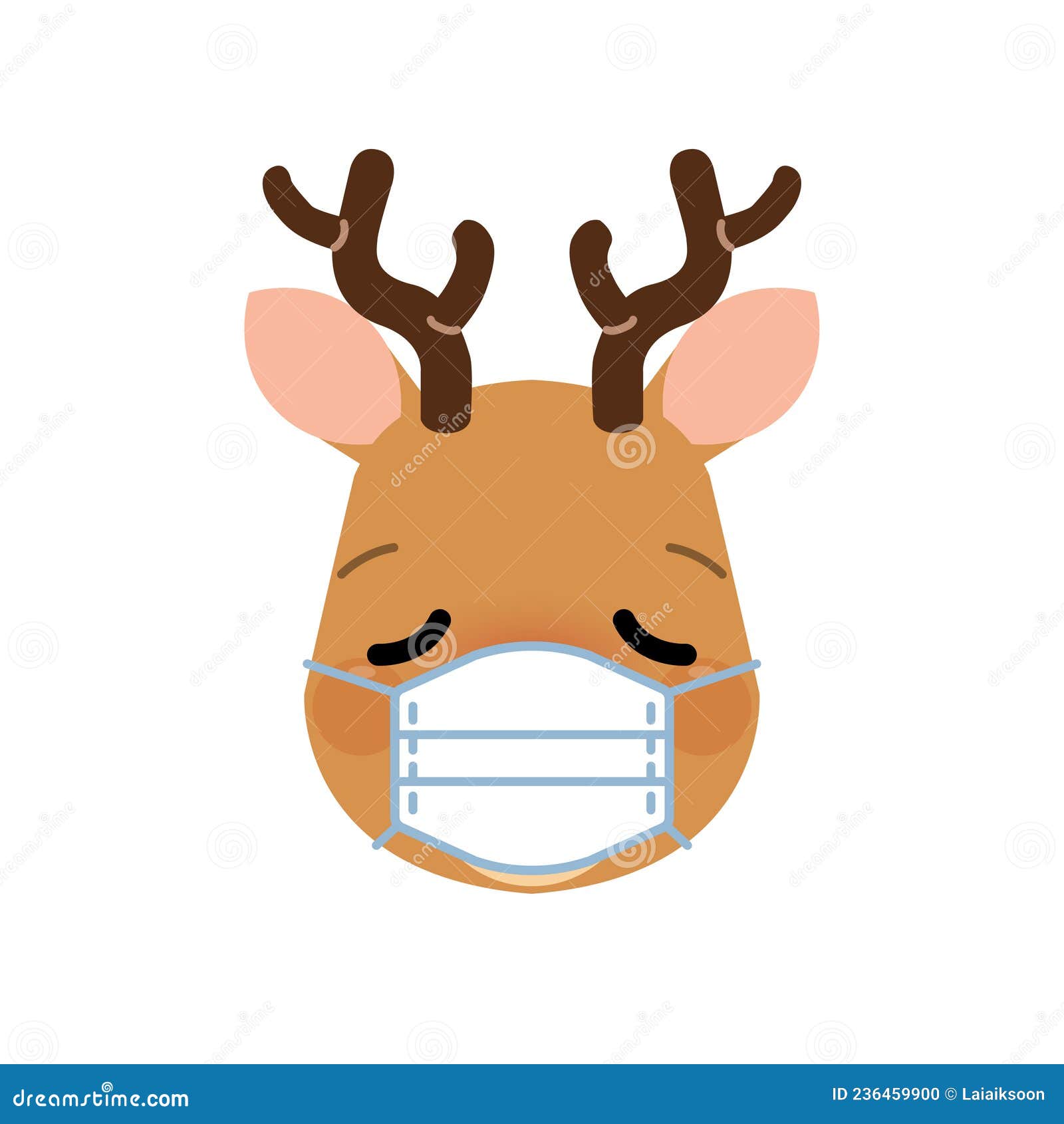 Cute Cartoon Reindeer with Medical Mask Stock Vector - Illustration of ...