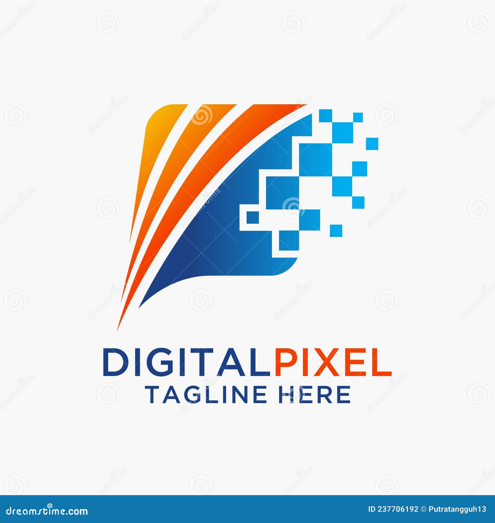 Abstract Digital Pixel Logo Design Stock Vector - Illustration of ...