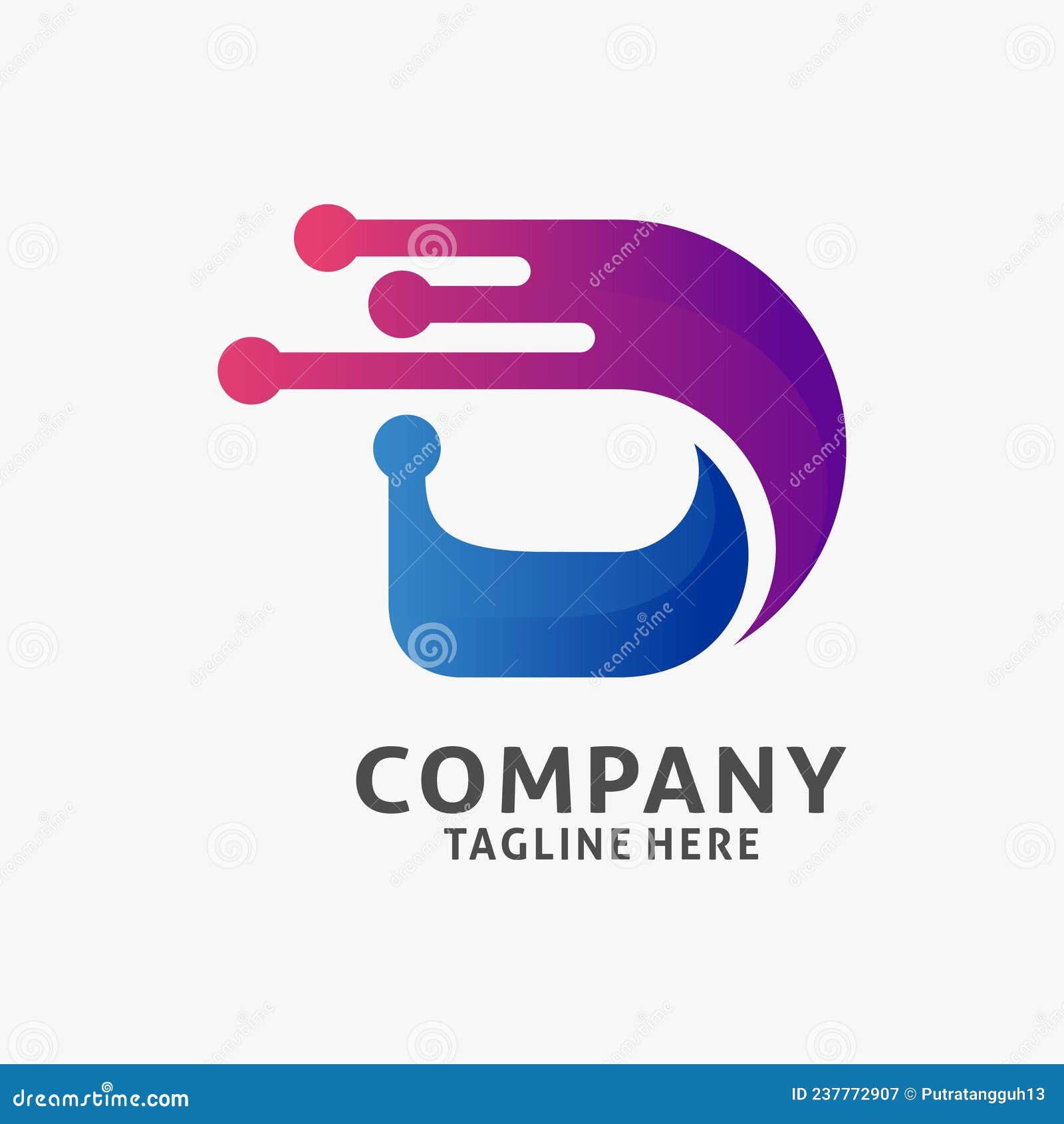Letter D tech logo design stock vector. Illustration of brand - 237772907