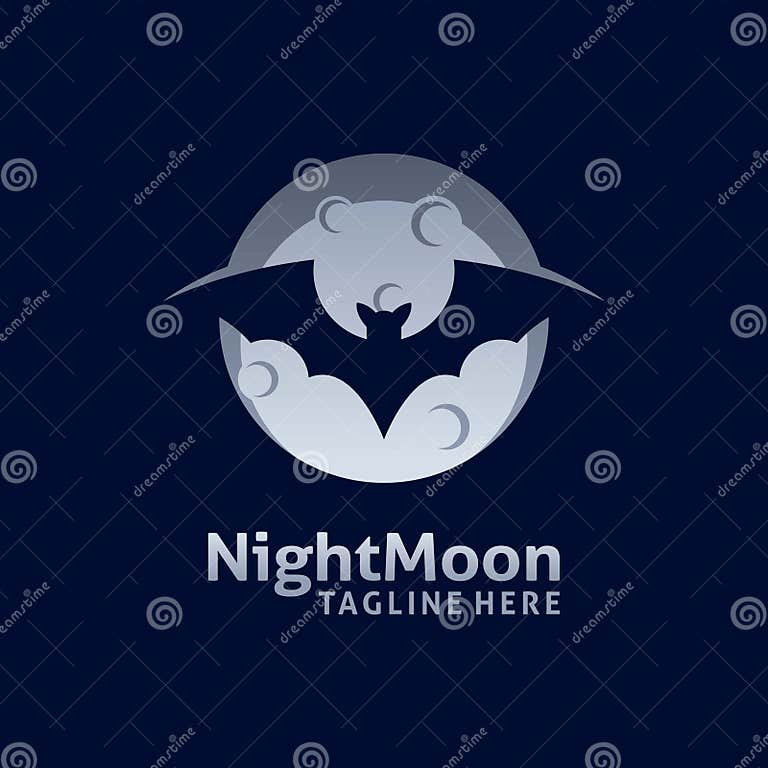 Night moon logo design stock vector. Illustration of negative - 237774967