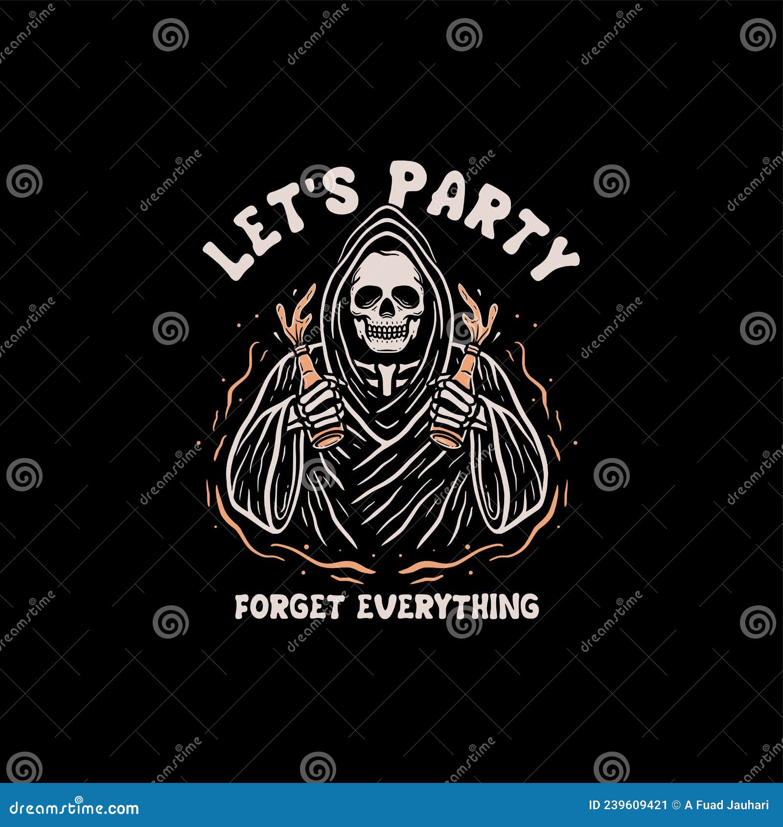 Grim Reaper Skull Beer Party Illustration Stock Vector - Illustration ...