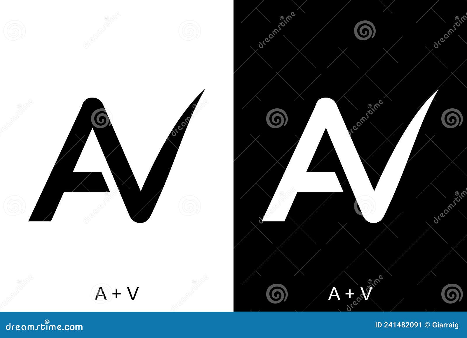 Letter a and V initials stock vector. Illustration of identity - 241482091
