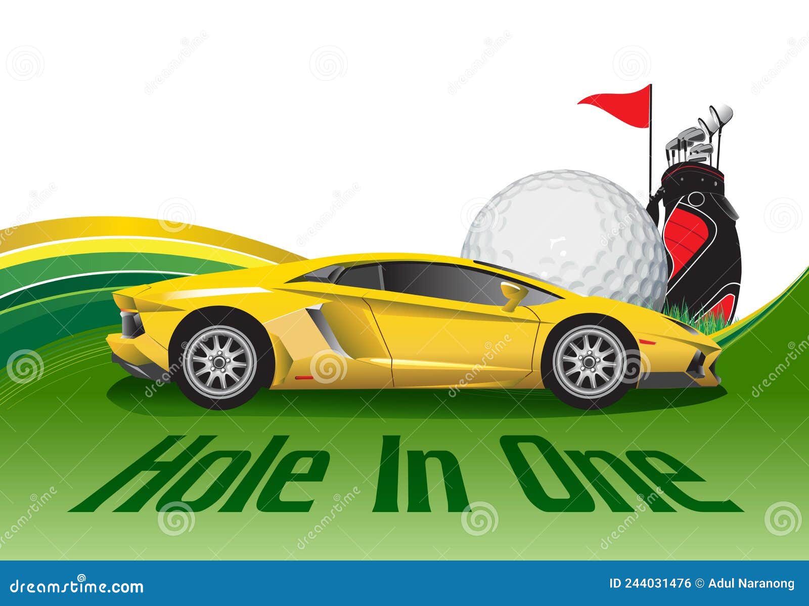 Hole in One, sport, golf stock vector. Illustration of symbol - 244031476