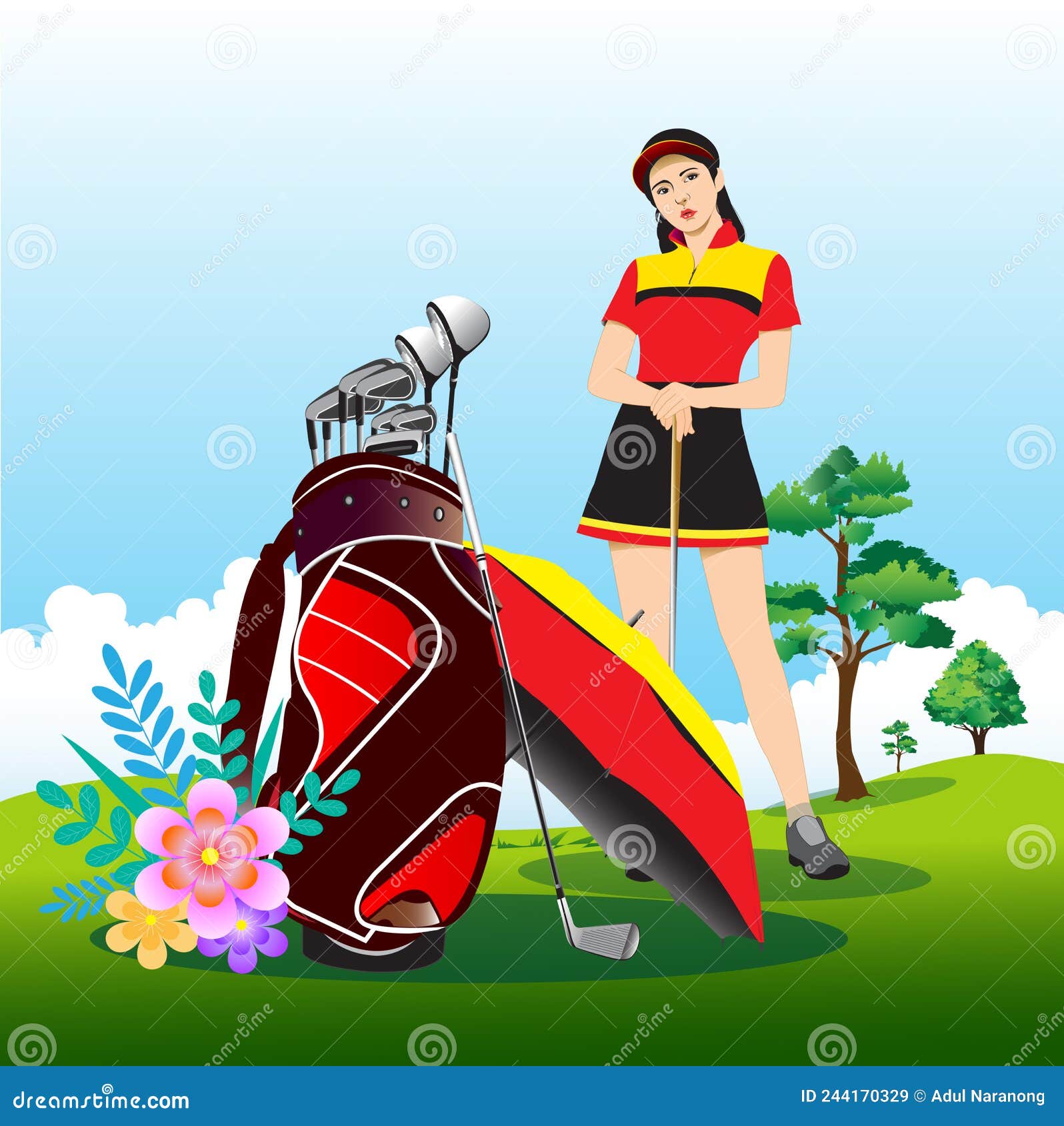 Female Golfer, Lady Golfer Cartoon Vector | CartoonDealer.com #244170329