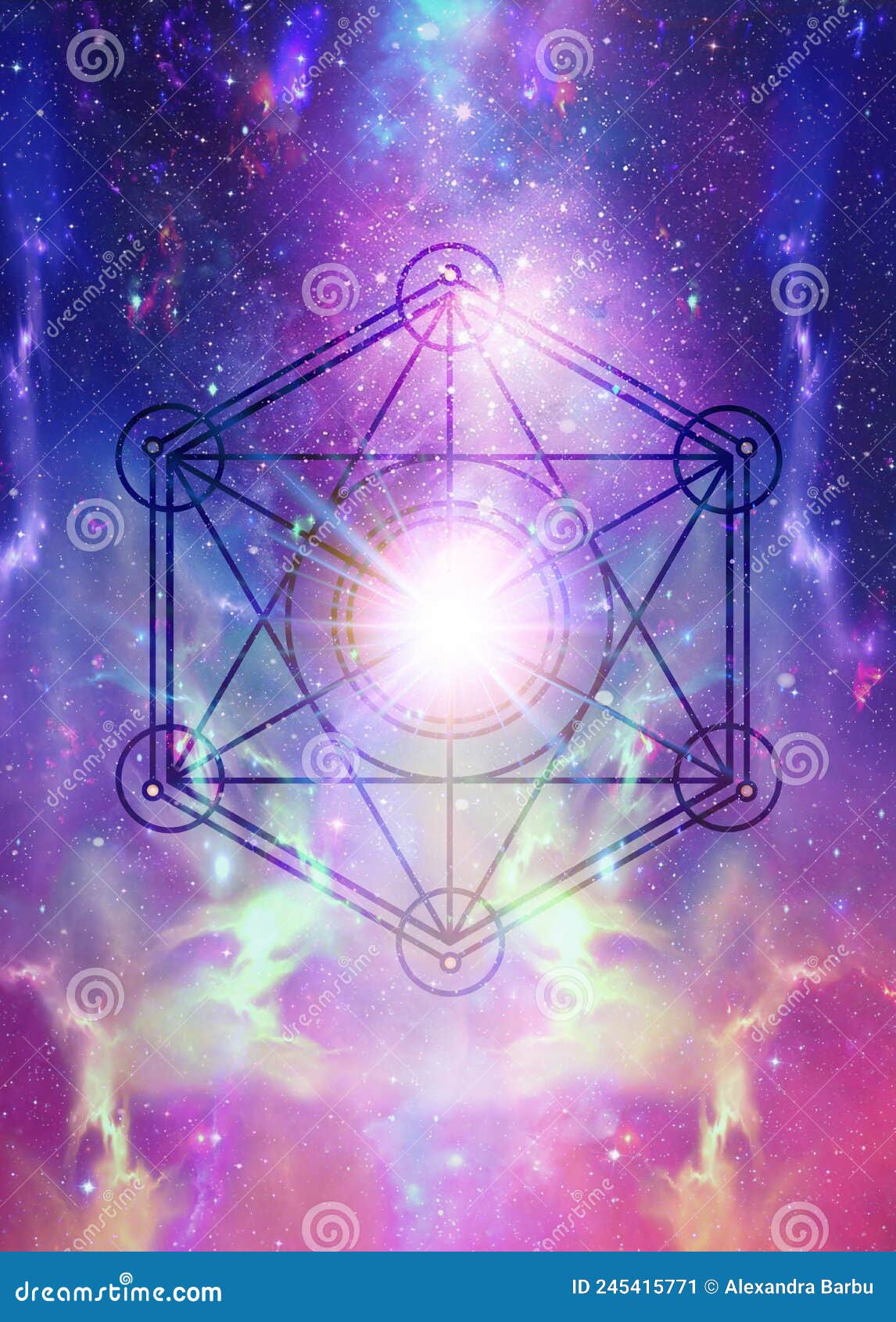 Metatron Cube Sacred Sign Overlay Color Style In The Galaxy Royalty ...