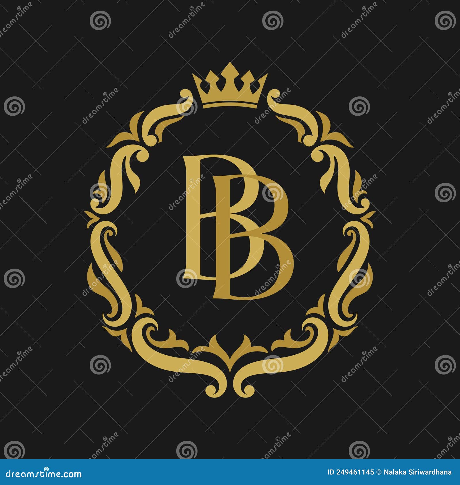 BB Letter Gold Floral Vintage Logo Template. Stock Vector ...