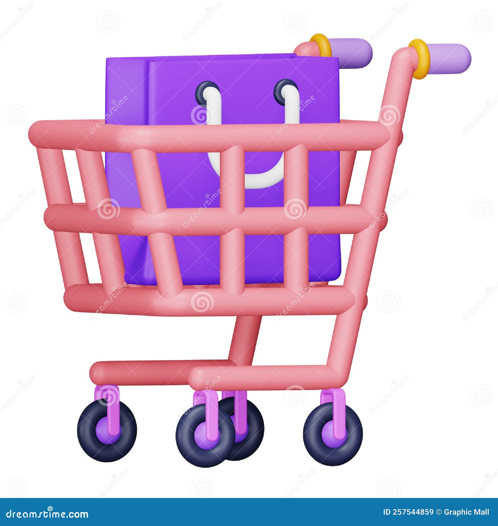 Shopping Cart and Bag 3d Rendering Isometric Icon. Stock Vector ...