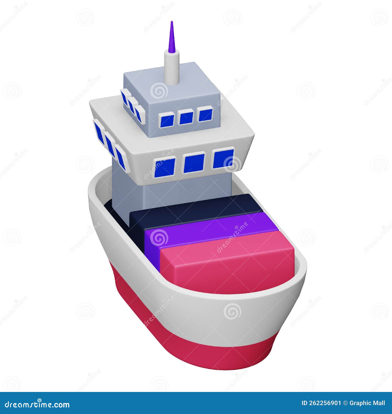 Port Ship 3d Rendering Isometric Icon. Stock Vector - Illustration of ...