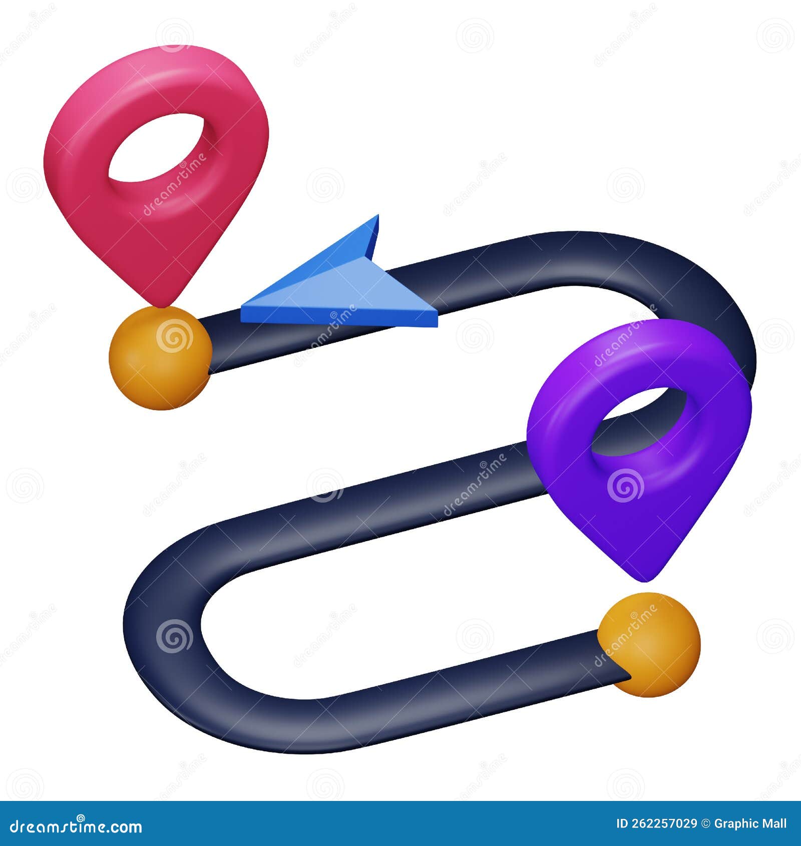 Route Point 3d Rendering Isometric Icon. Stock Vector - Illustration of ...