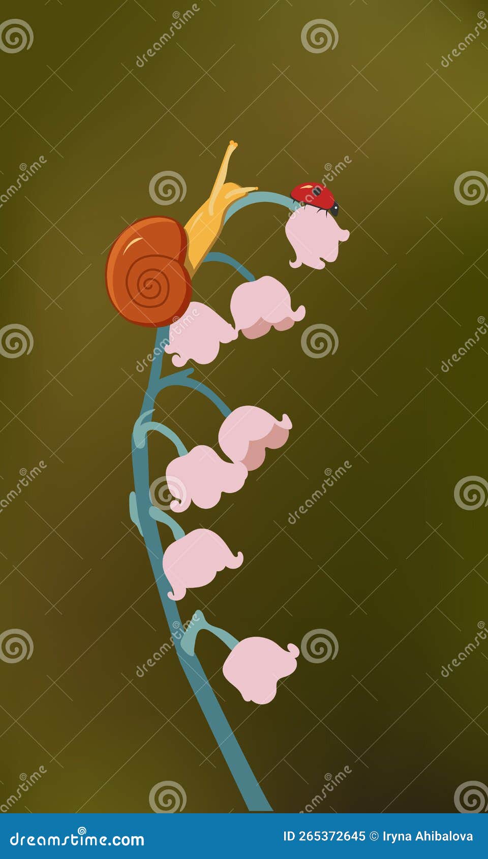 Flat Nature Snail Leaf Bell Stock Vector - Illustration of flower ...