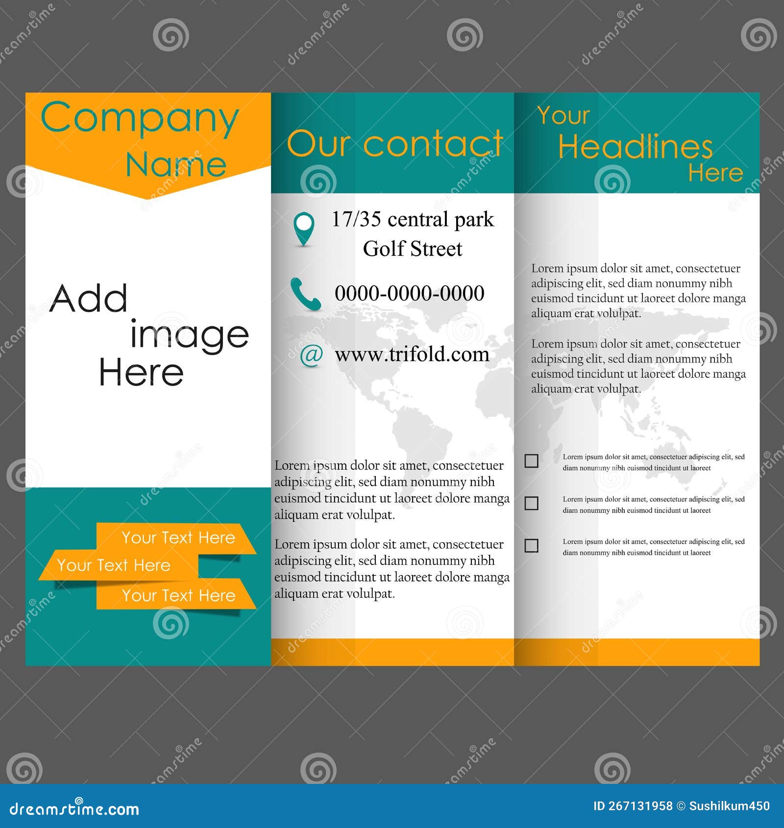 Professional Business Three Fold Flyer Template. Stock Vector ...
