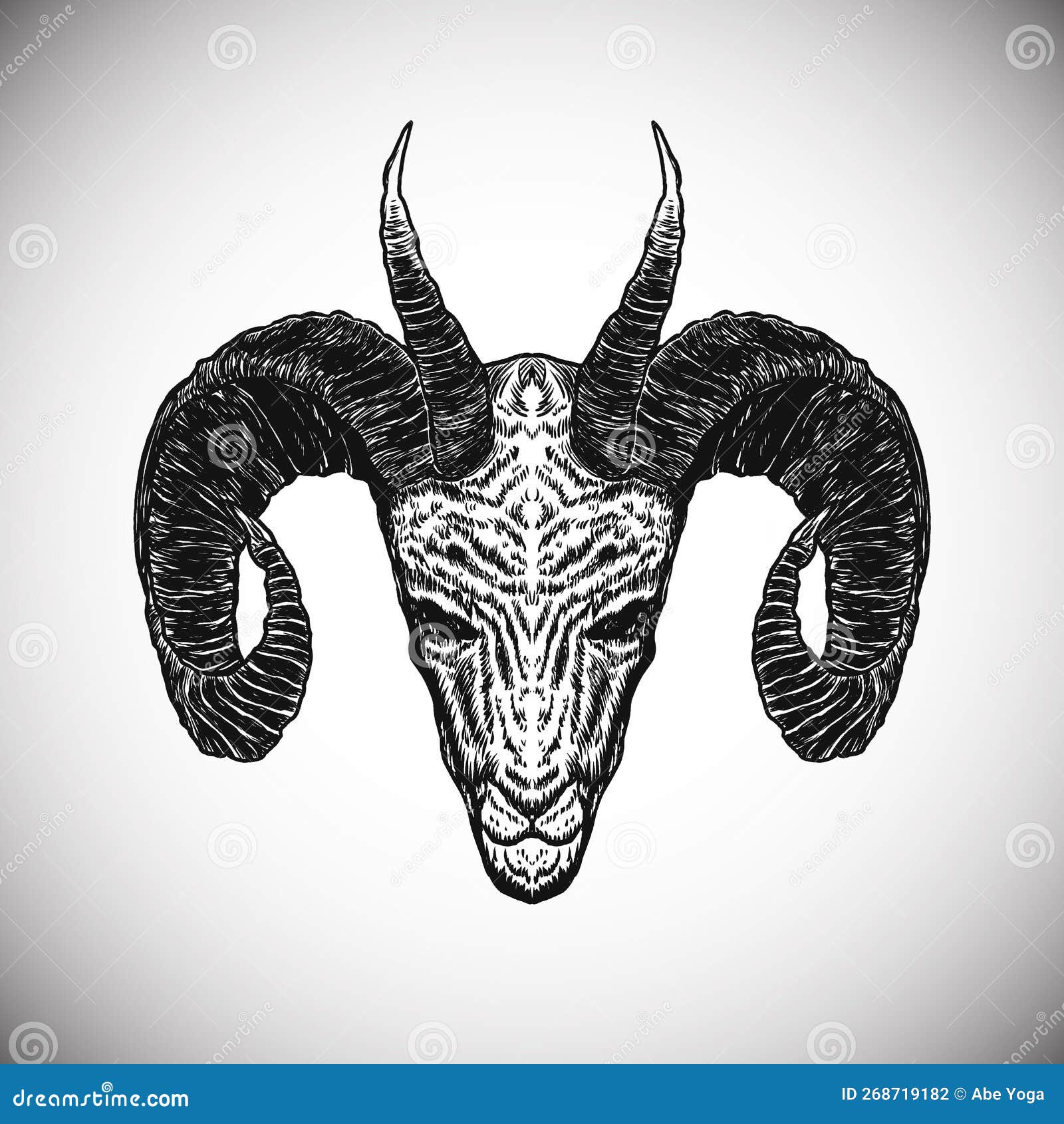 Evil Goat Skull Drawing