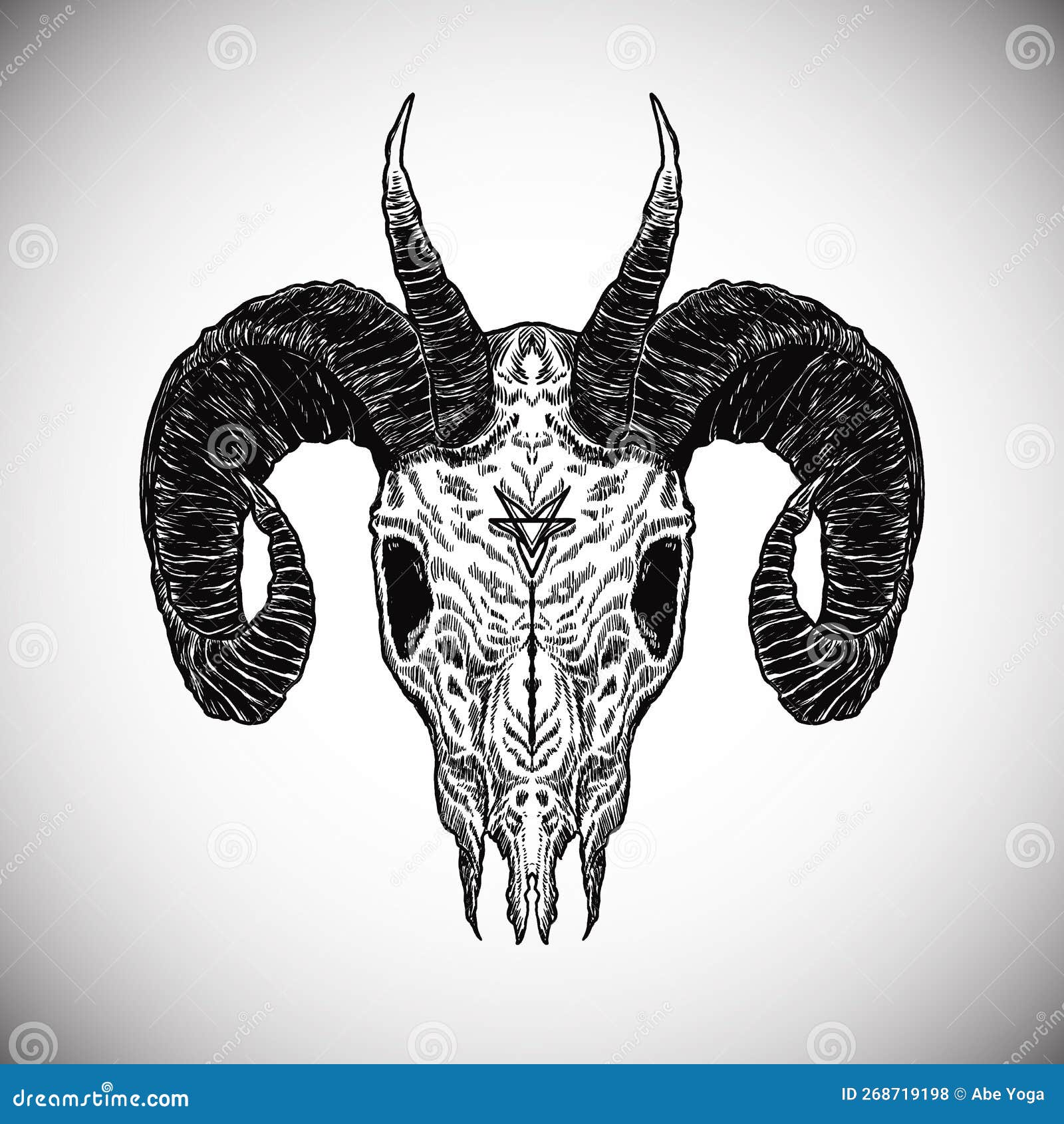 Black Death Goat Skull Horned Horror Satan Dark Artwork Detailed ...