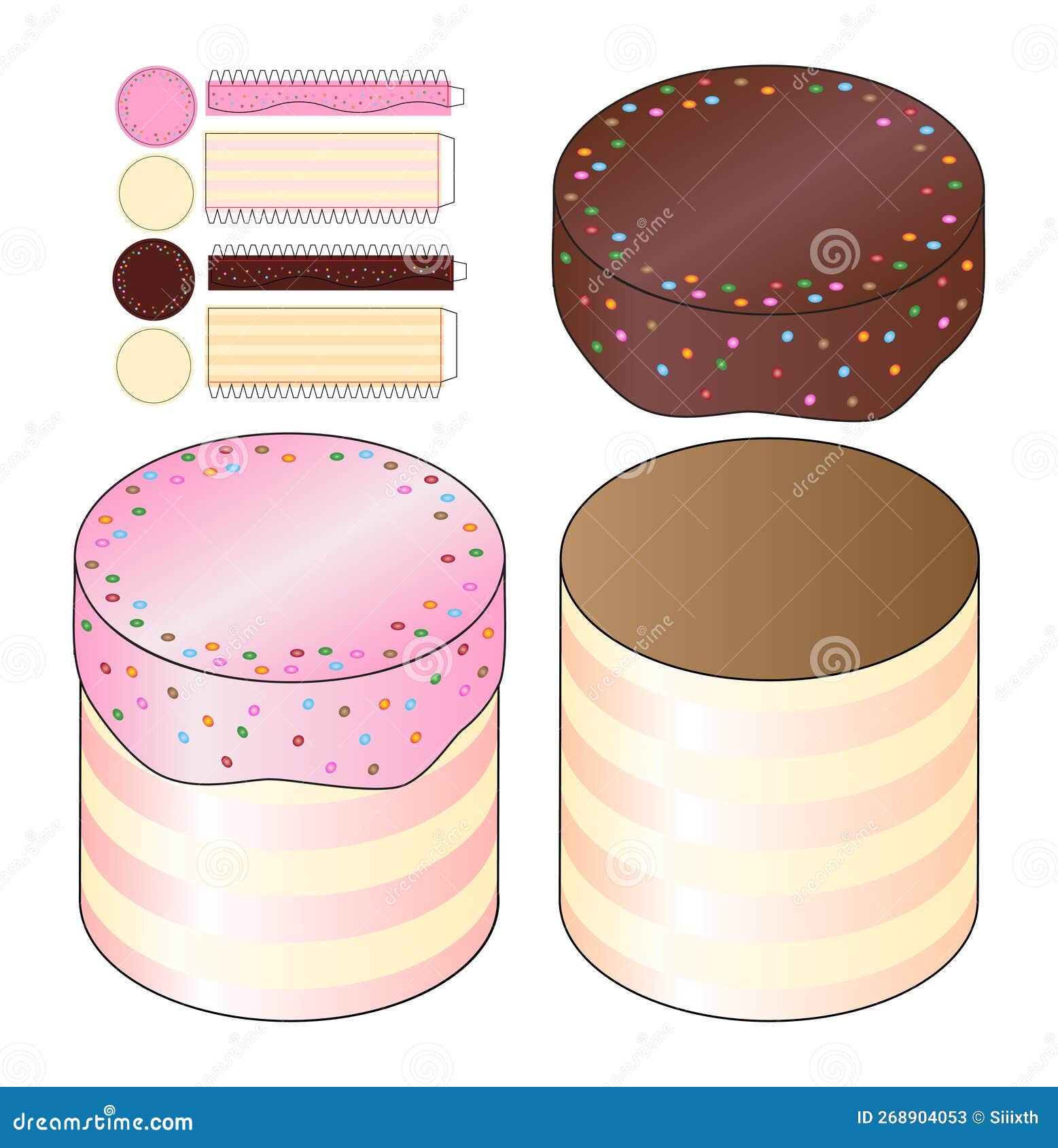Round Cake Box Packaging Die Cut Template Design Stock Vector ...