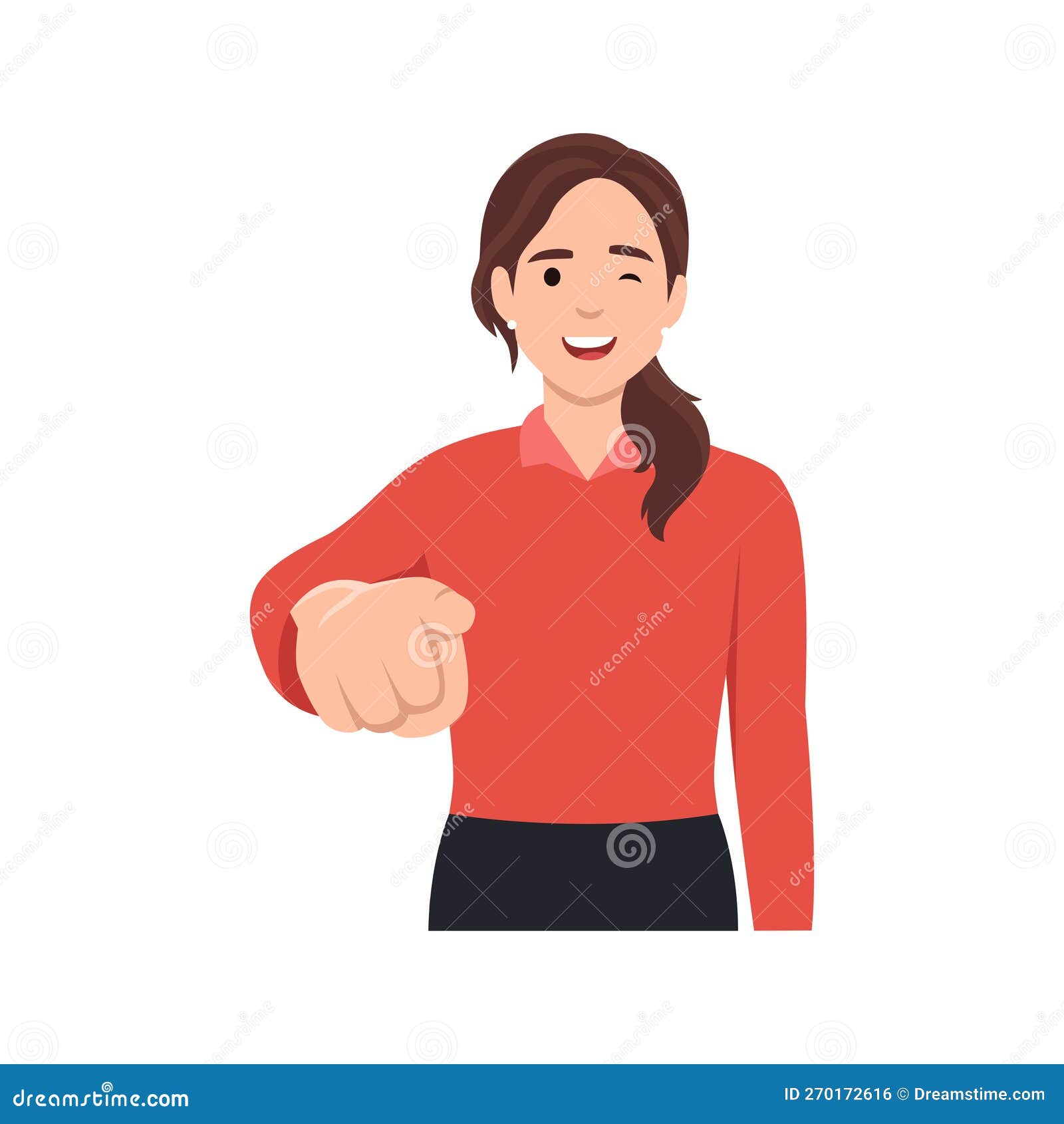 Young Woman Pointing To the Viewer Smile and Wink. Stock Vector ...