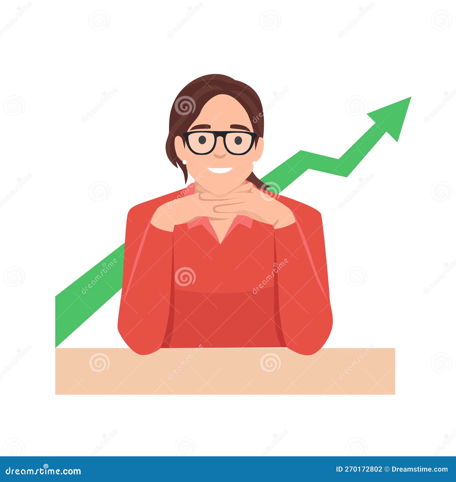 Woman Studies Statistics Shown On Bar Chart. Female Character While ...