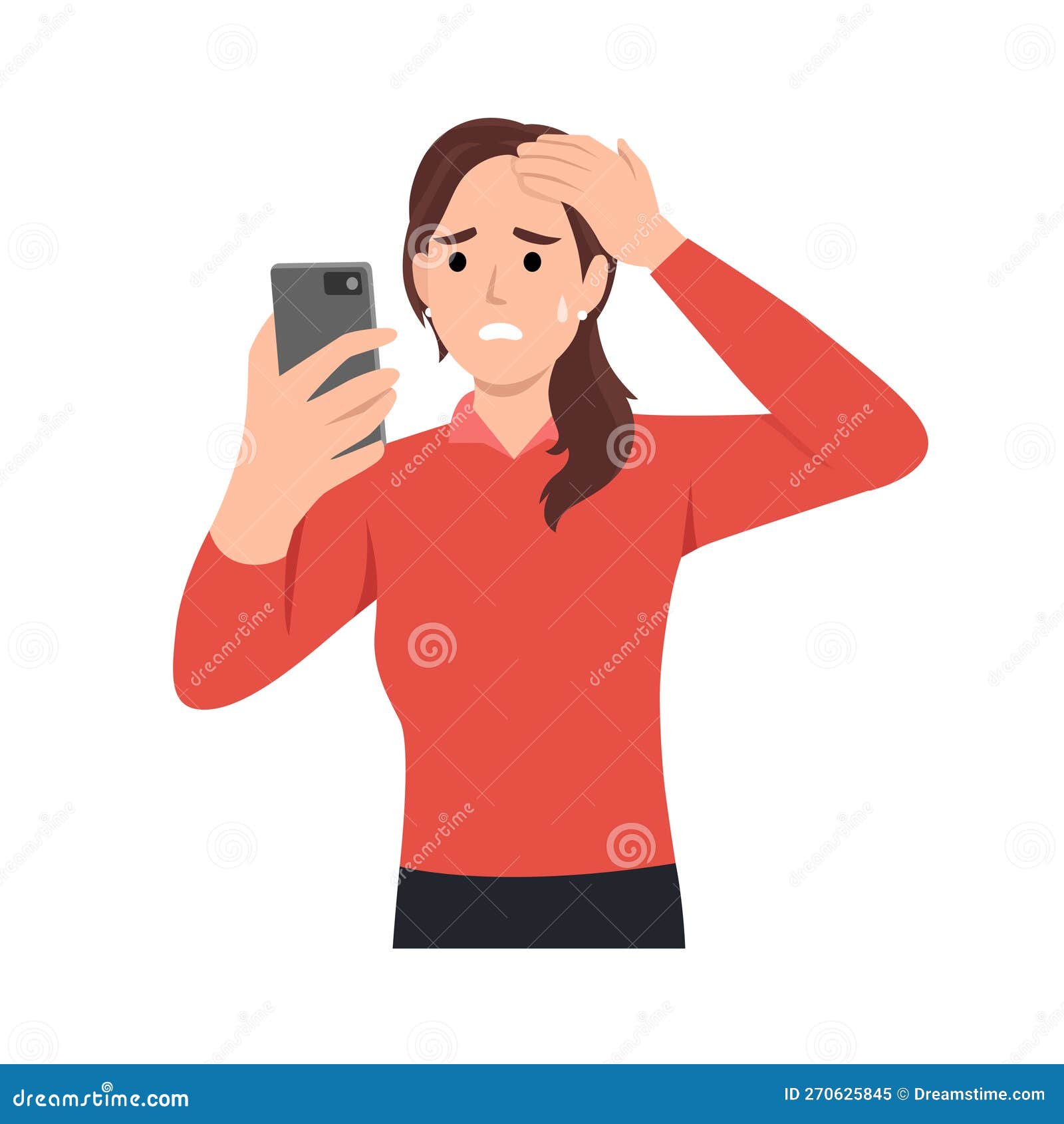 Scared Smartphone Character With A Grey Screen, Arms And Legs Cartoon ...