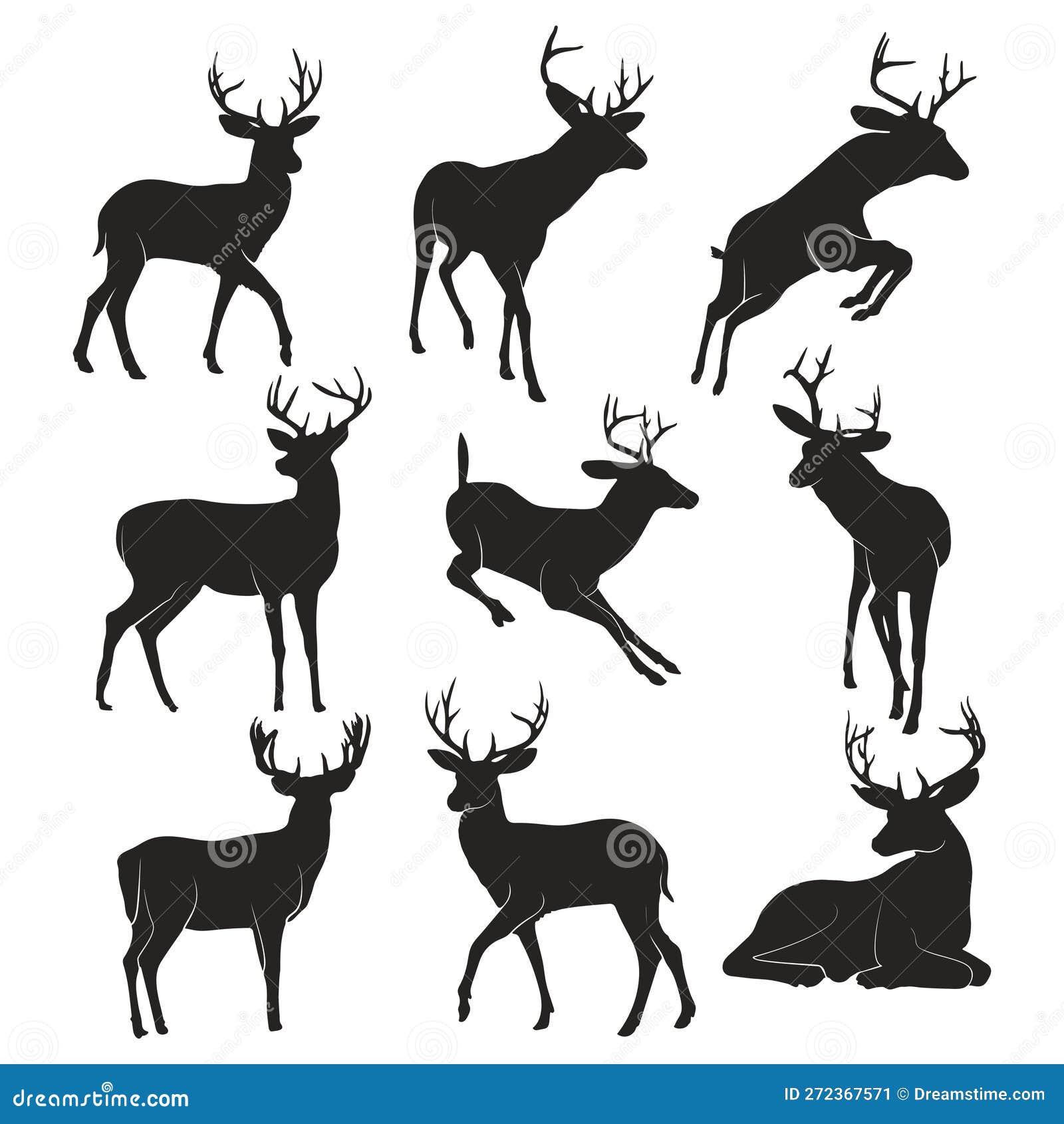 Deer Silhouette Collection, Deer Silhouette. Cartoon Vector ...