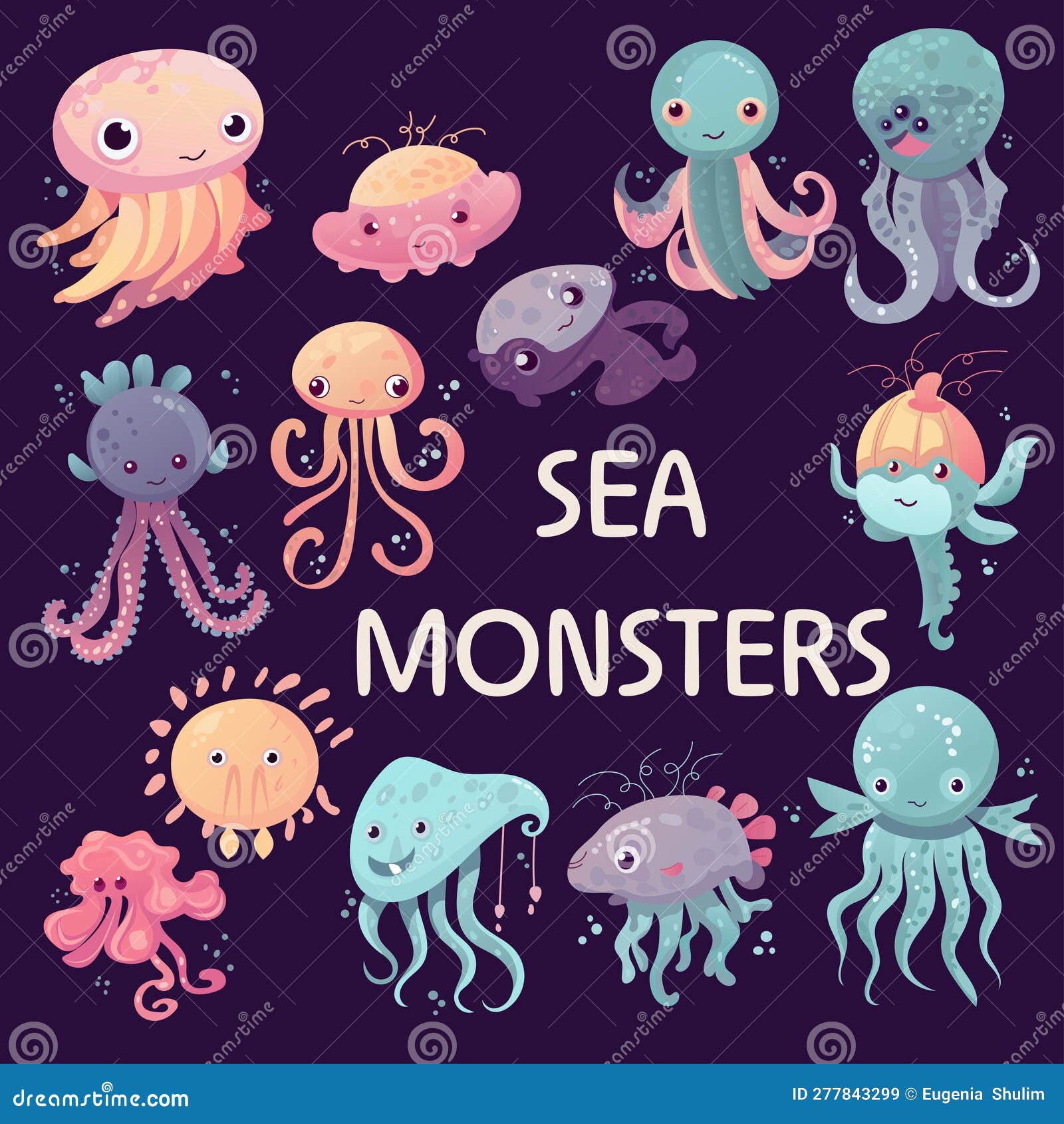 Pattern of Cartoon Monsters Illustration Sprite Flat Style. Happy and ...