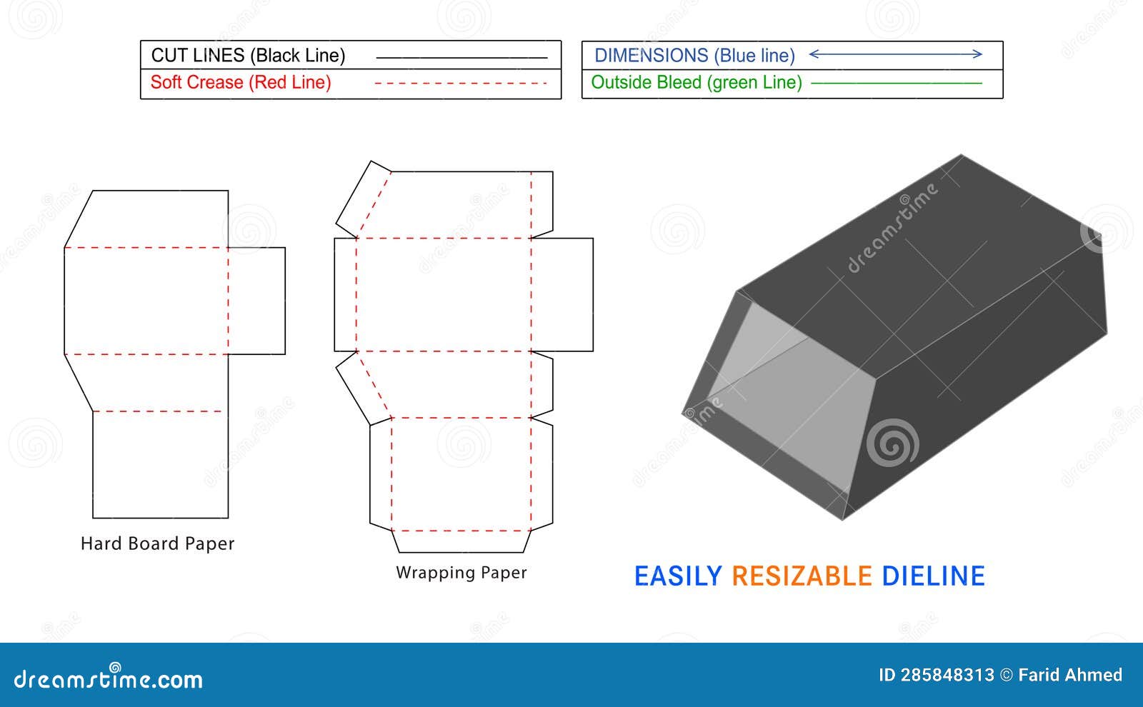 Rigid Luxury Gift Box,Custom Rigid Boxes Dieline Template Stock Vector ...
