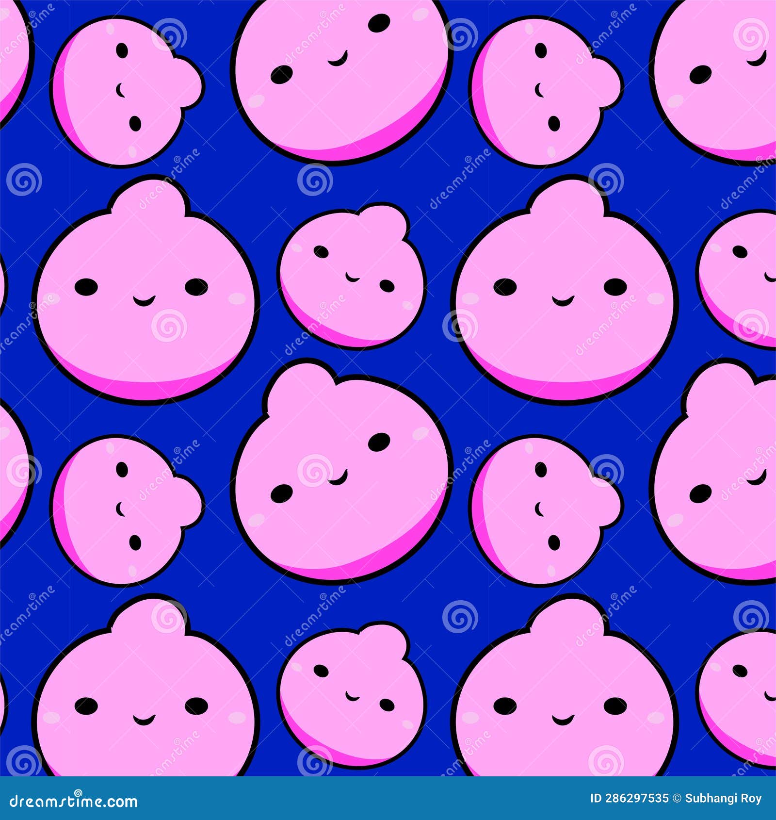 Mochi Seamless Pattern. Japanese Mochi With Different Fillings On Black ...