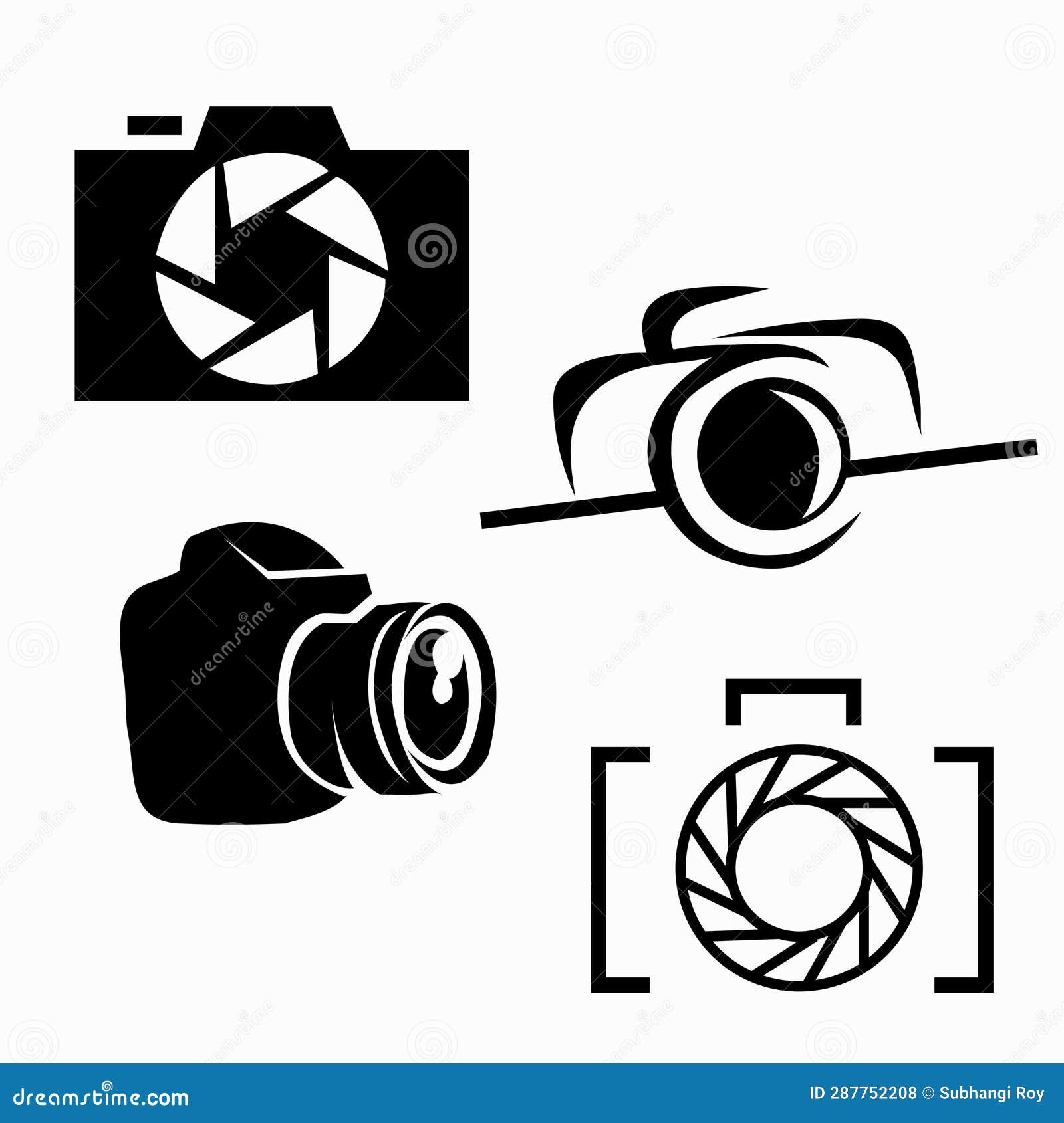 Black White Camera Photography Company Business Logo Set of 4 Editable ...