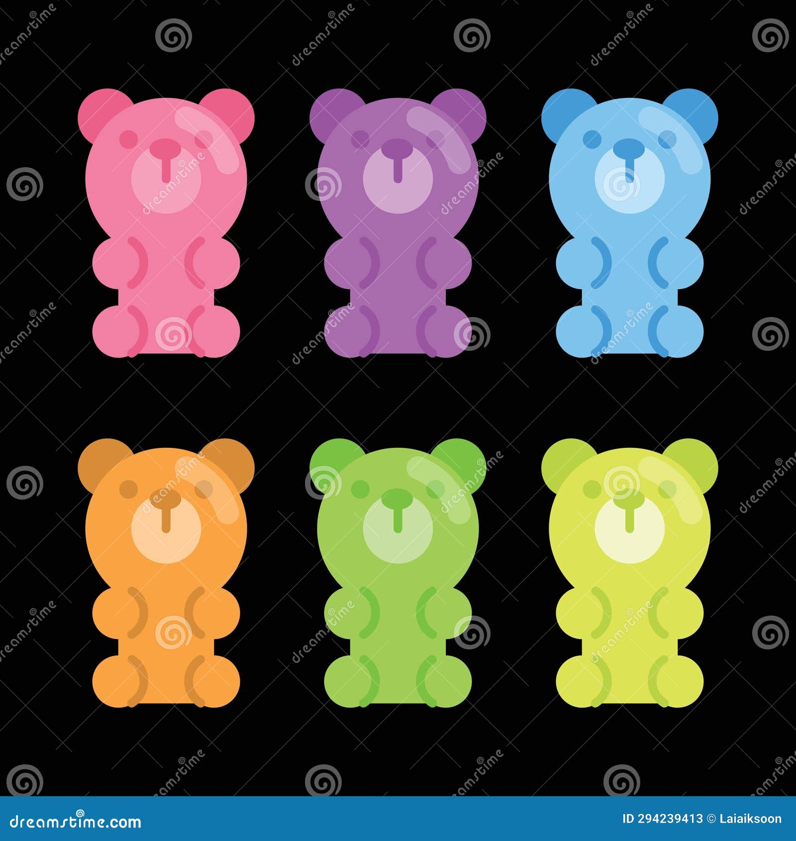 Gummy Bears And Jelly Worms Seamless Pattern. Vector Illustration ...