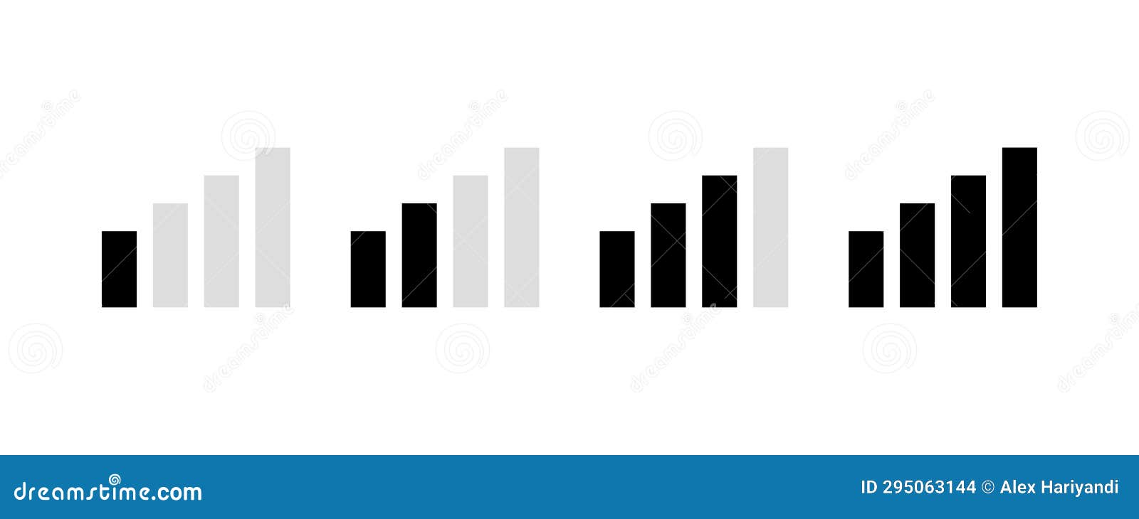 Set of Signal Strength Sign Symbols. 4G Network Connection Strength ...