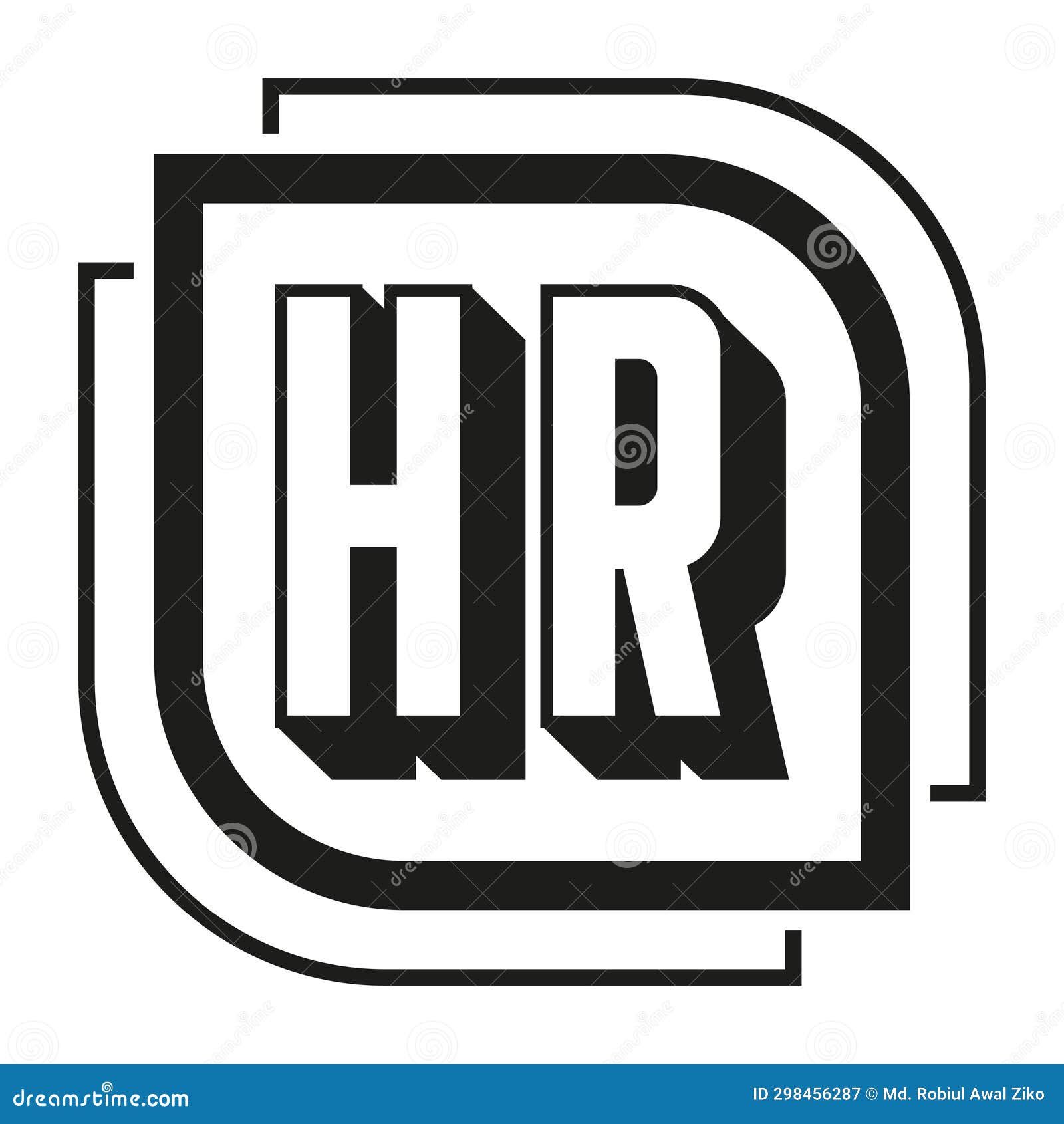 HR Letter Monogram Logo Design Stock Vector - Illustration of emblem ...