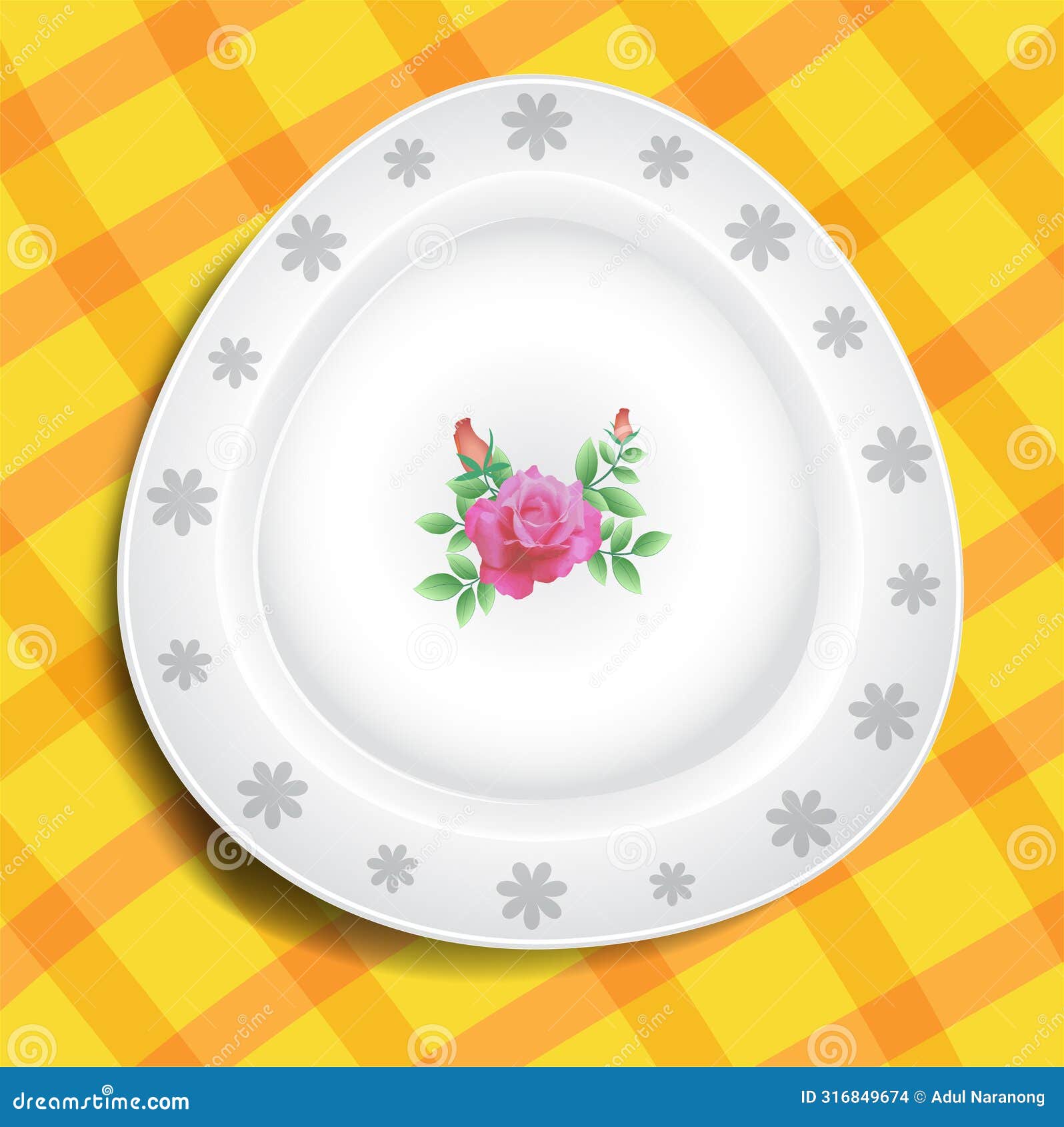 Flower Pattern Ceramic Plate Stock Vector - Illustration of floral ...