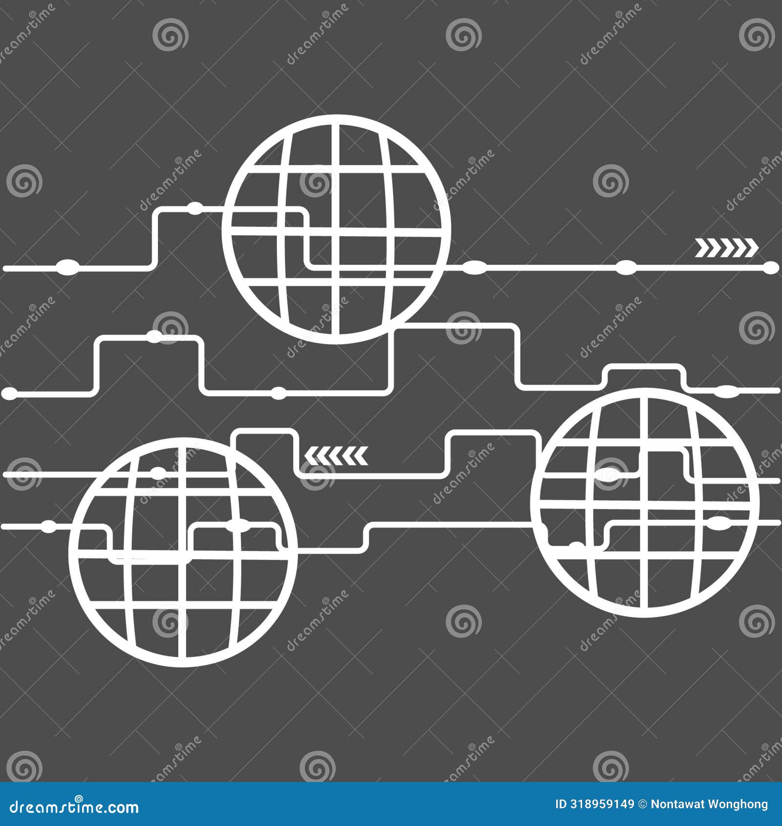 World Illustration, Technology, Communication, White Lines, Gray ...