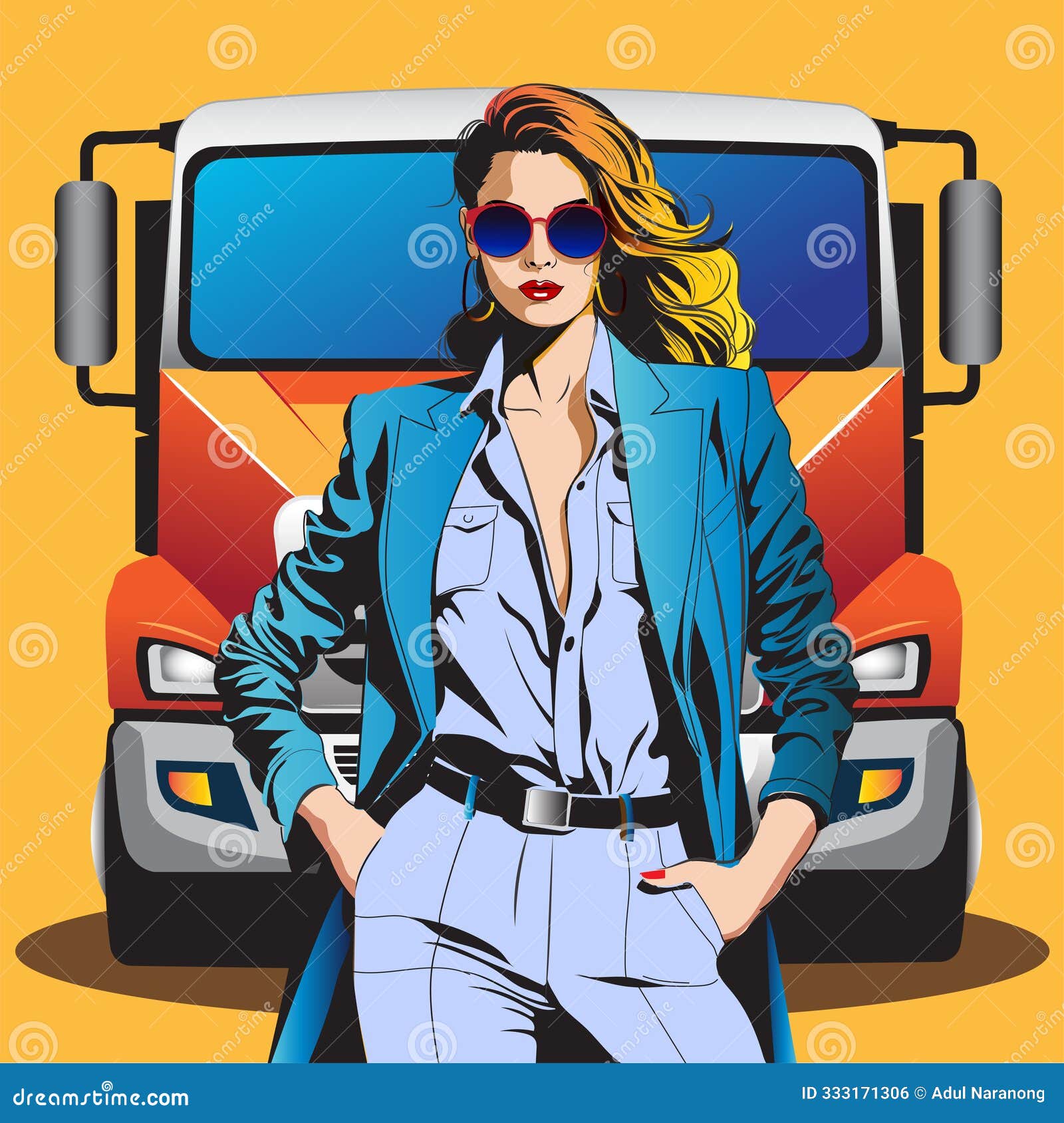 Beautiful truck girl stock vector. Illustration of body - 333171306