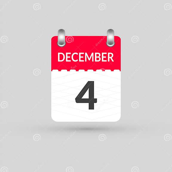 December 4 Calendar Date, Month Icon Stock Vector - Illustration of ...