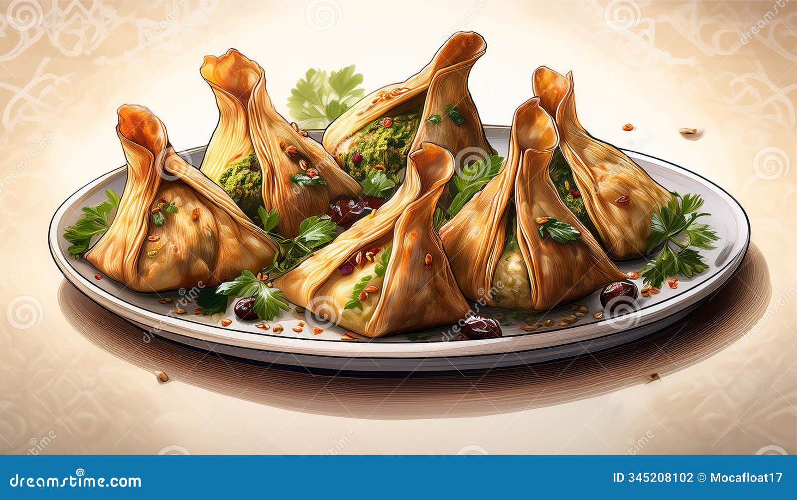 Elegant Traditional Ramadan Appetizer with Fresh Herb and Vegetable ...