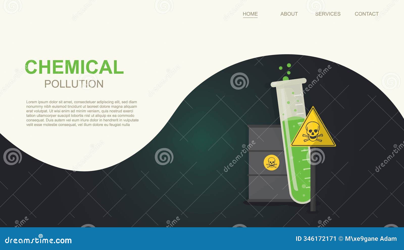 Toxic Chemical Pollution Banner with Hazard Symbols Stock Vector ...