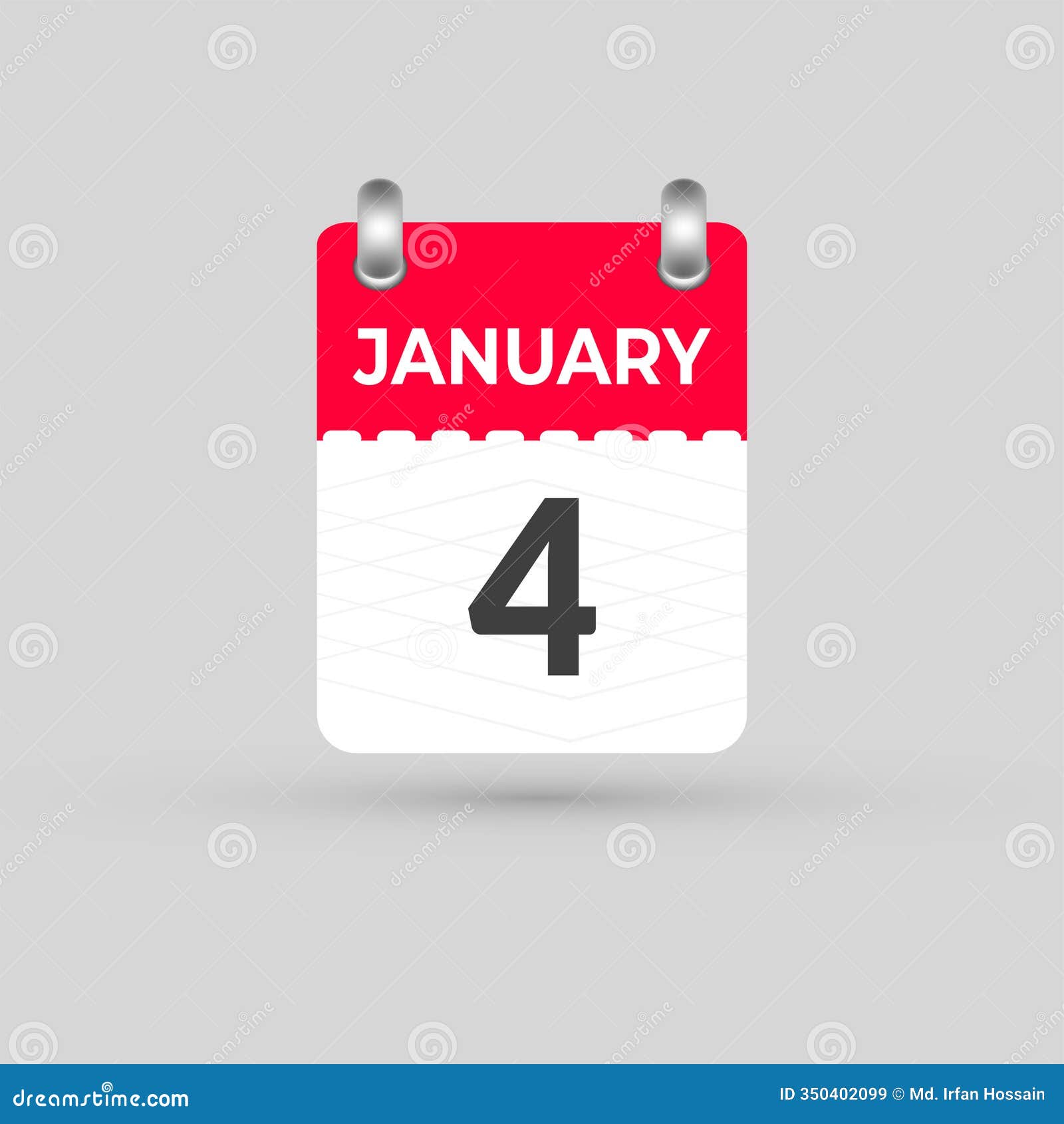 January 4 Calendar Date Month Icon Stock Vector - Illustration of page ...