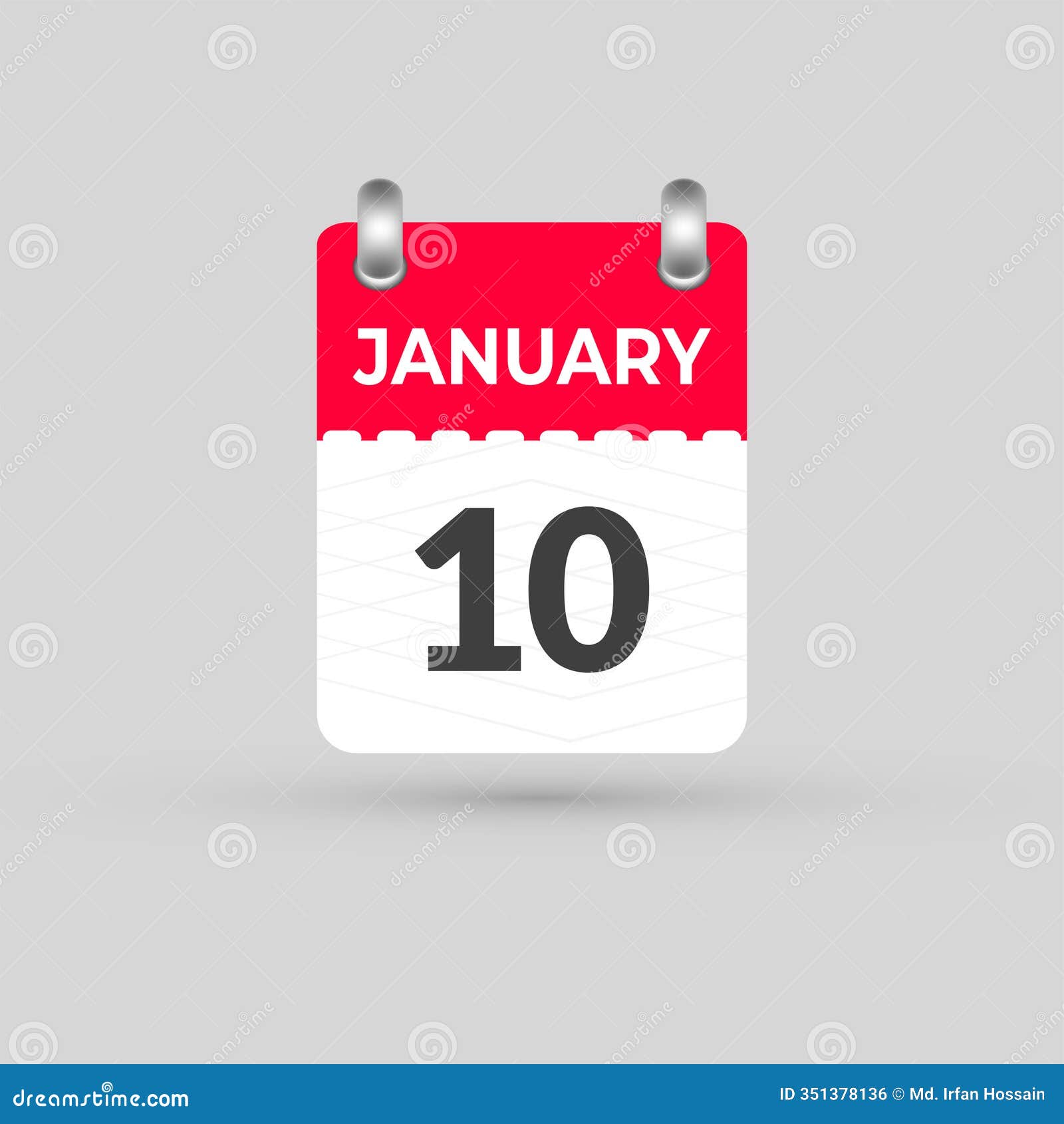 January 10 Calendar Date Month Icon Stock Vector - Illustration of ...