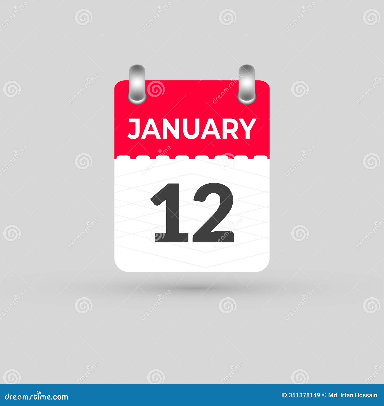 January 12 Calendar Date Month Icon Stock Vector - Illustration of ...