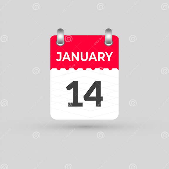 January 14 Calendar Date Month Icon Stock Illustration - Illustration ...