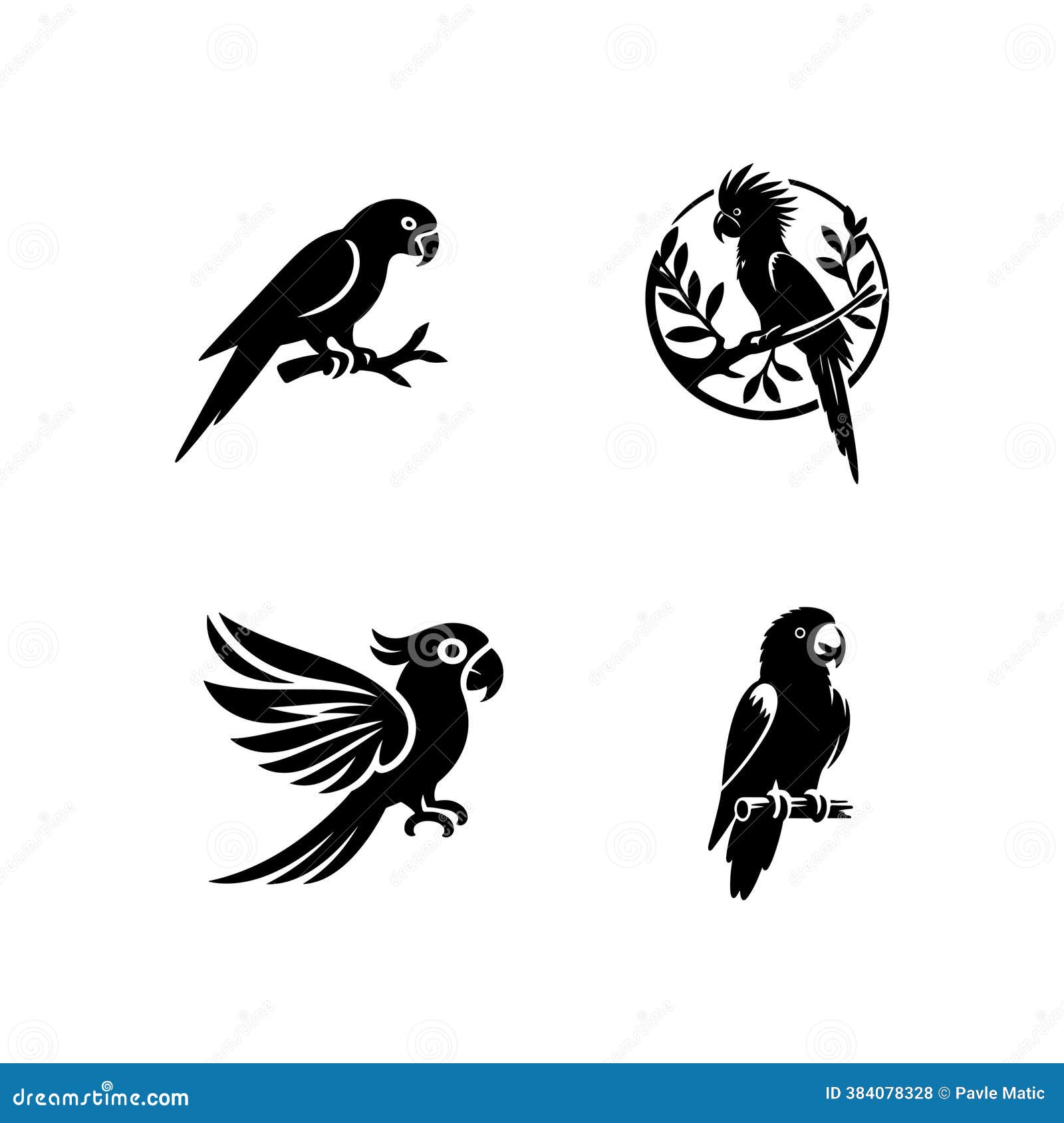 Parrot Icons, Logo For Mobile Concept And Web Apps. Cartoon Vector ...