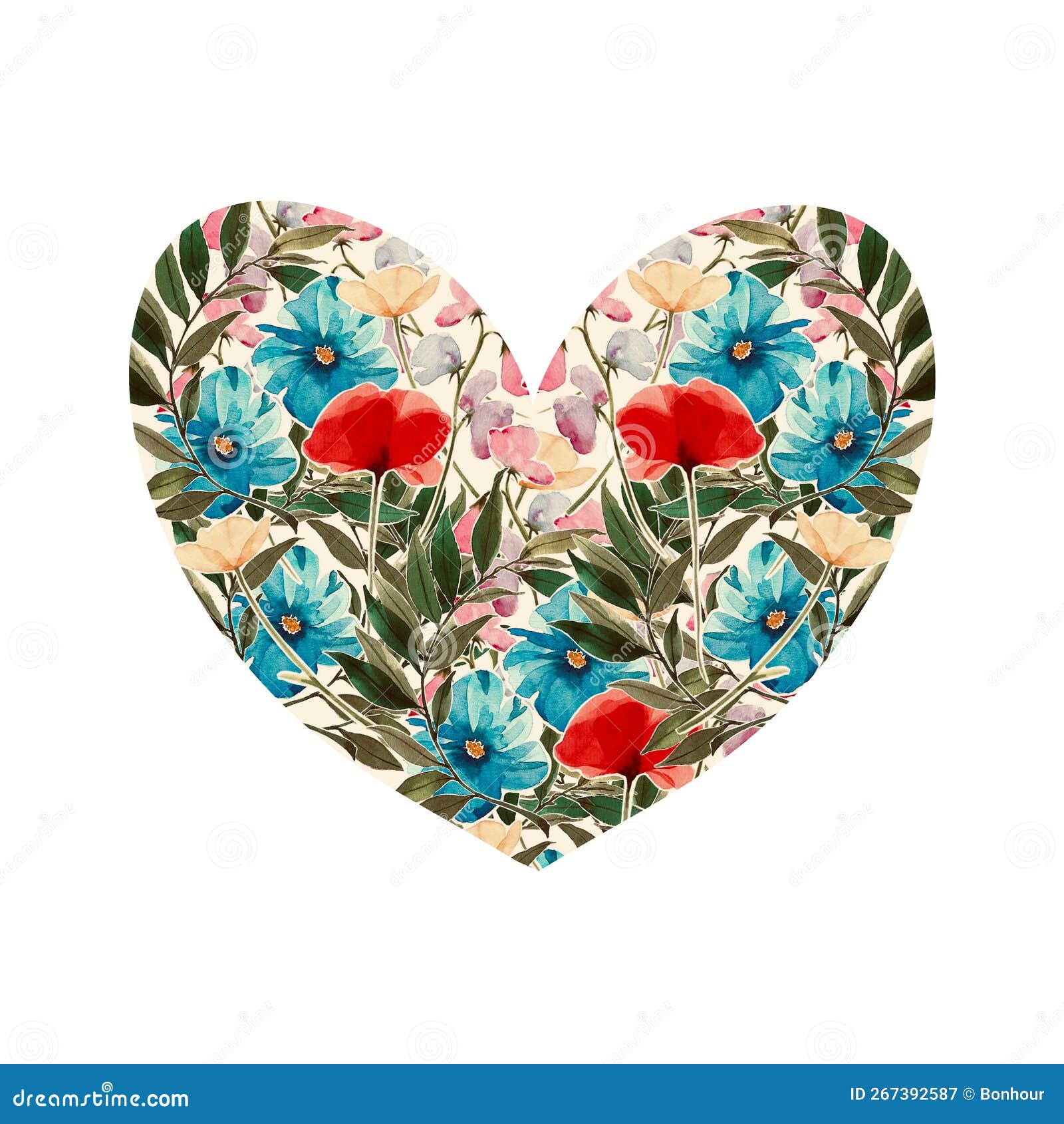 A Heart Full of Blooms Digital Illustration Stock Illustration ...