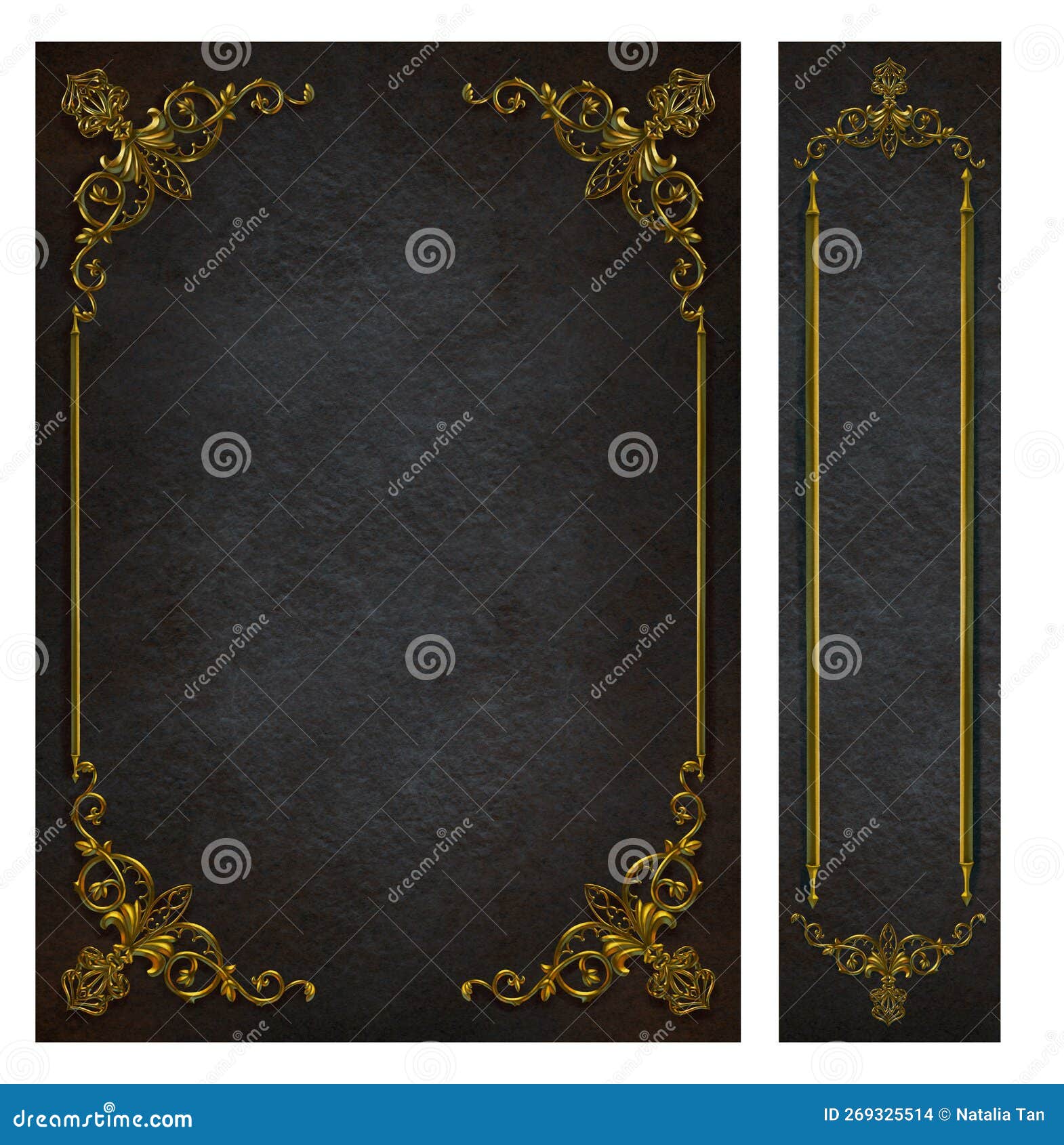 Antique Golden Gothic Frame on Grey Paper Background. Stock ...