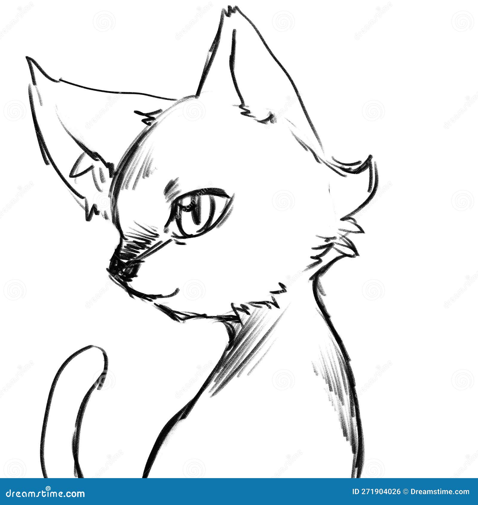 Sketch of a scheming cat stock illustration. Illustration of line ...