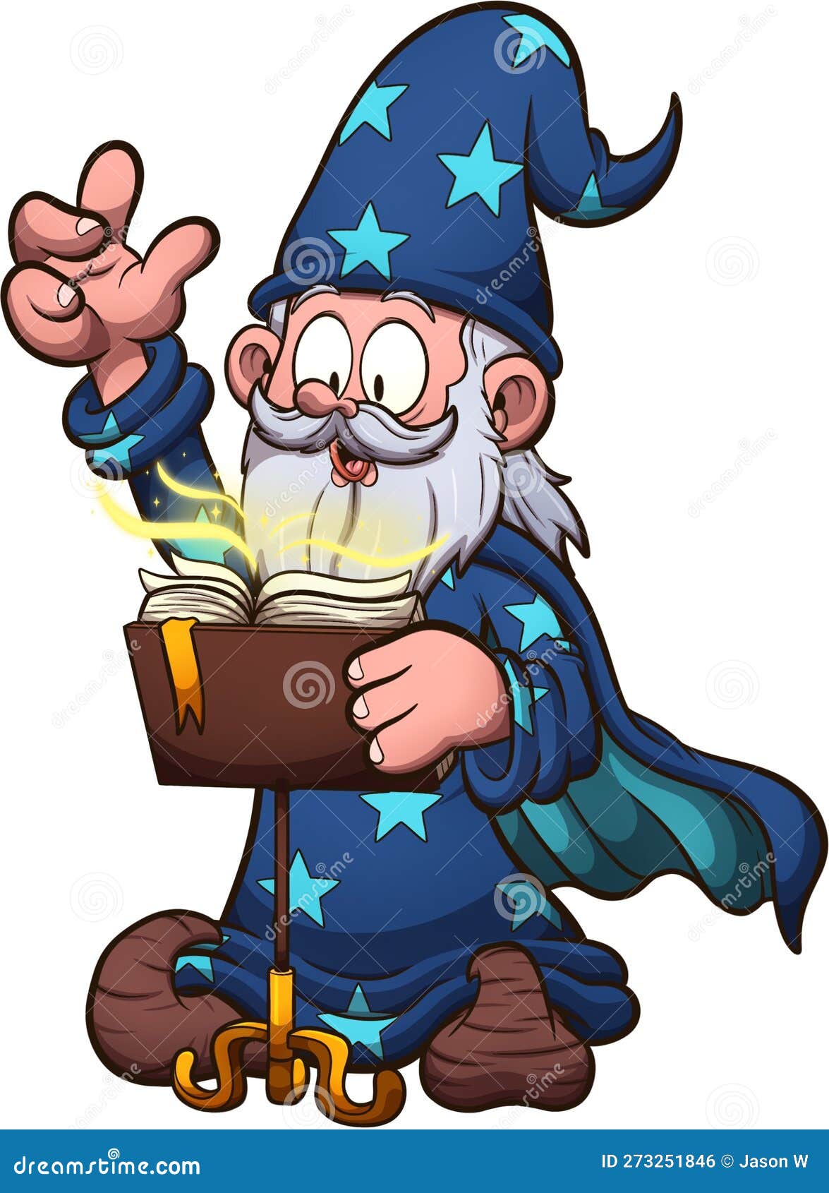 Wizard Casting a Spell. Clip Art Illustration with Simple Gradients ...