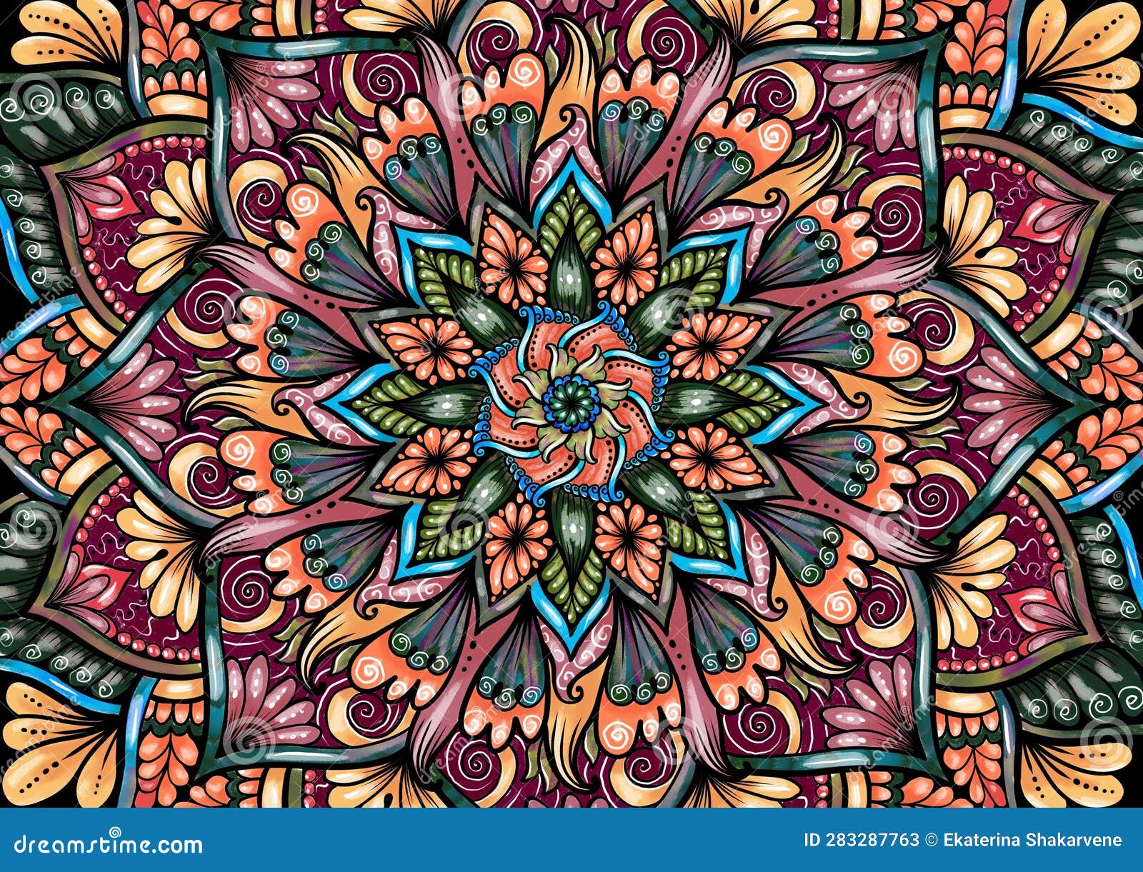 Colorful 3d Creative Ornamental Detailed Mandala Background Stock ...