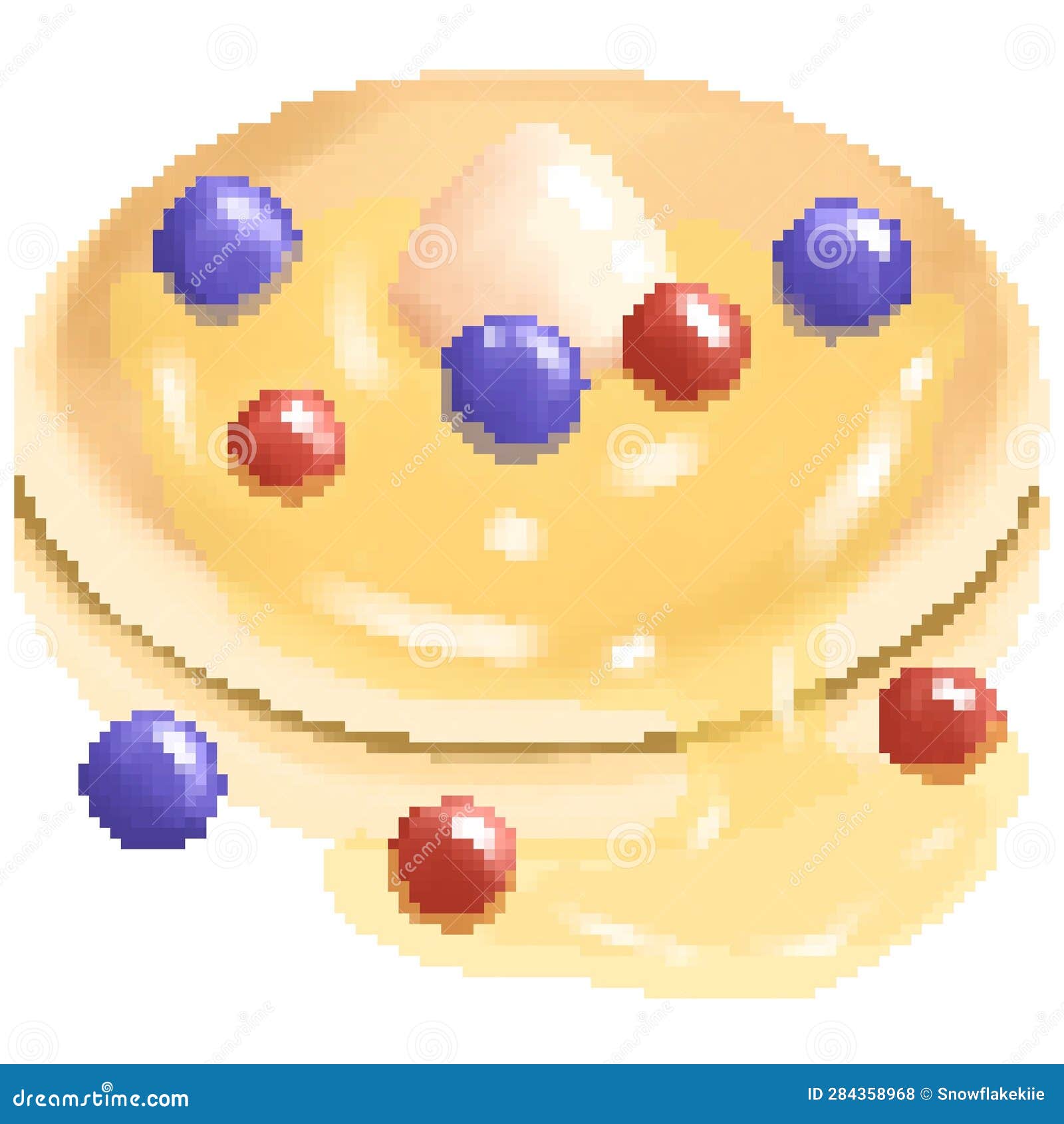 Cute Blueberry and Rasberry Pancake with Honey Syrup in Pixel Art Stock ...