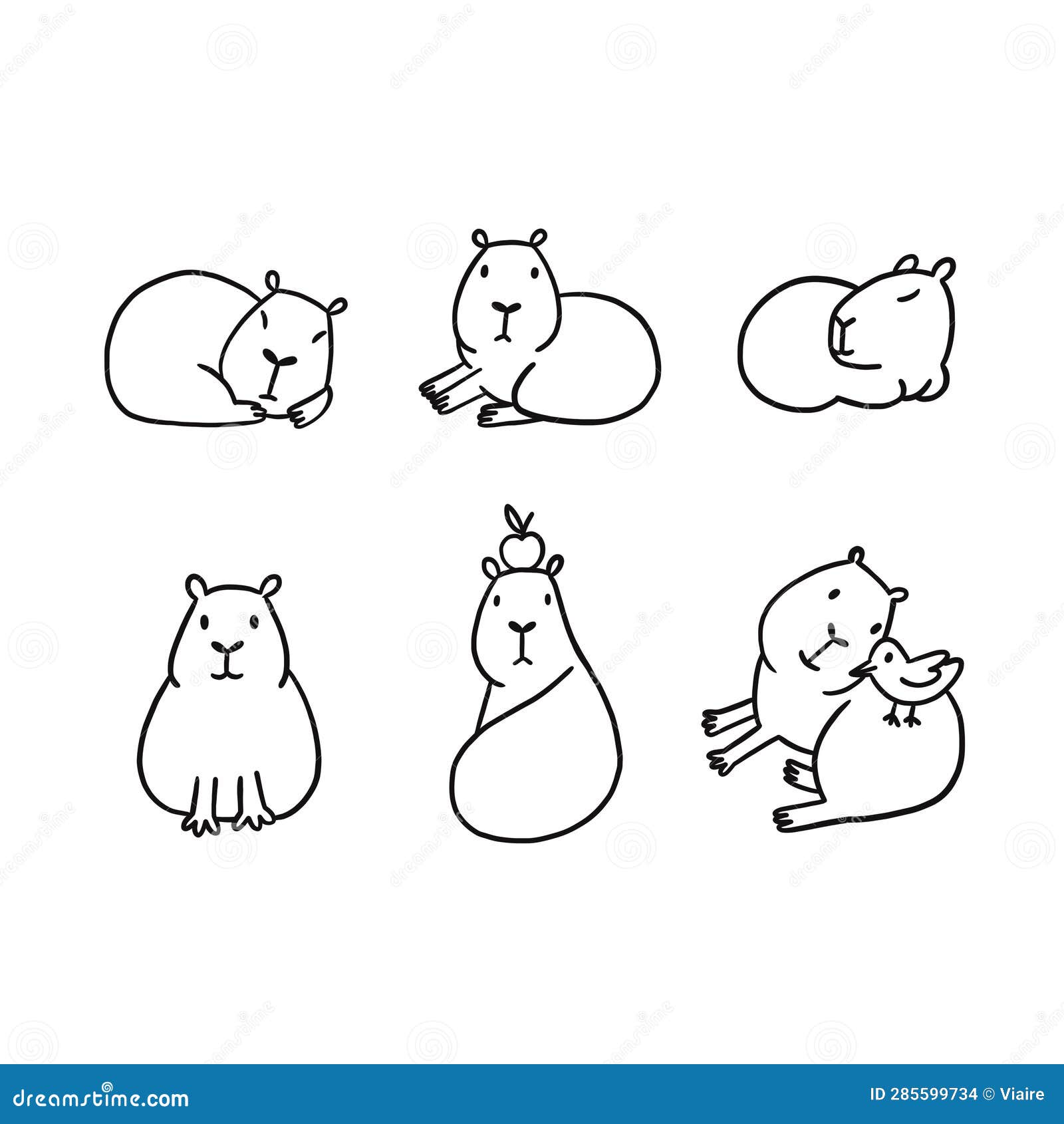Capybaras Animals Cute Comic Characters Boho Doodle Modern Art Print ...