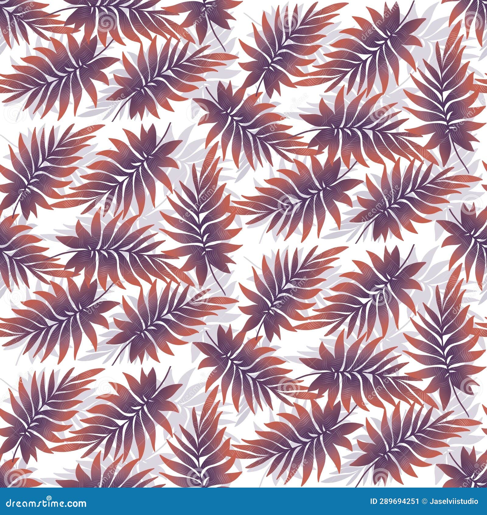 Tropical Fern Leaves Seamless Pattern Stock Illustration - Illustration ...